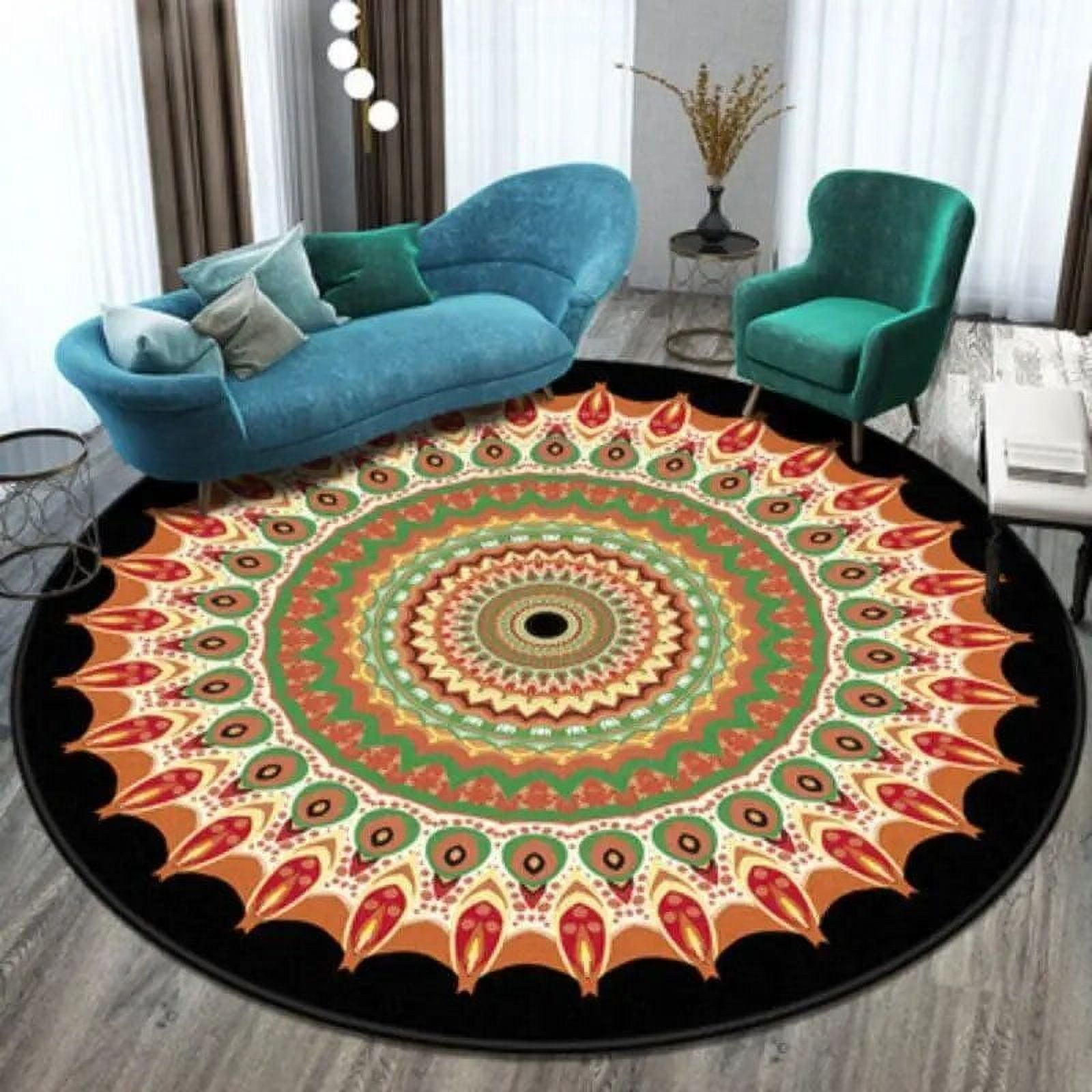 Ethnic Retro Mandala Carpet Round Carpet Nordic Balcony Coffee Table ...