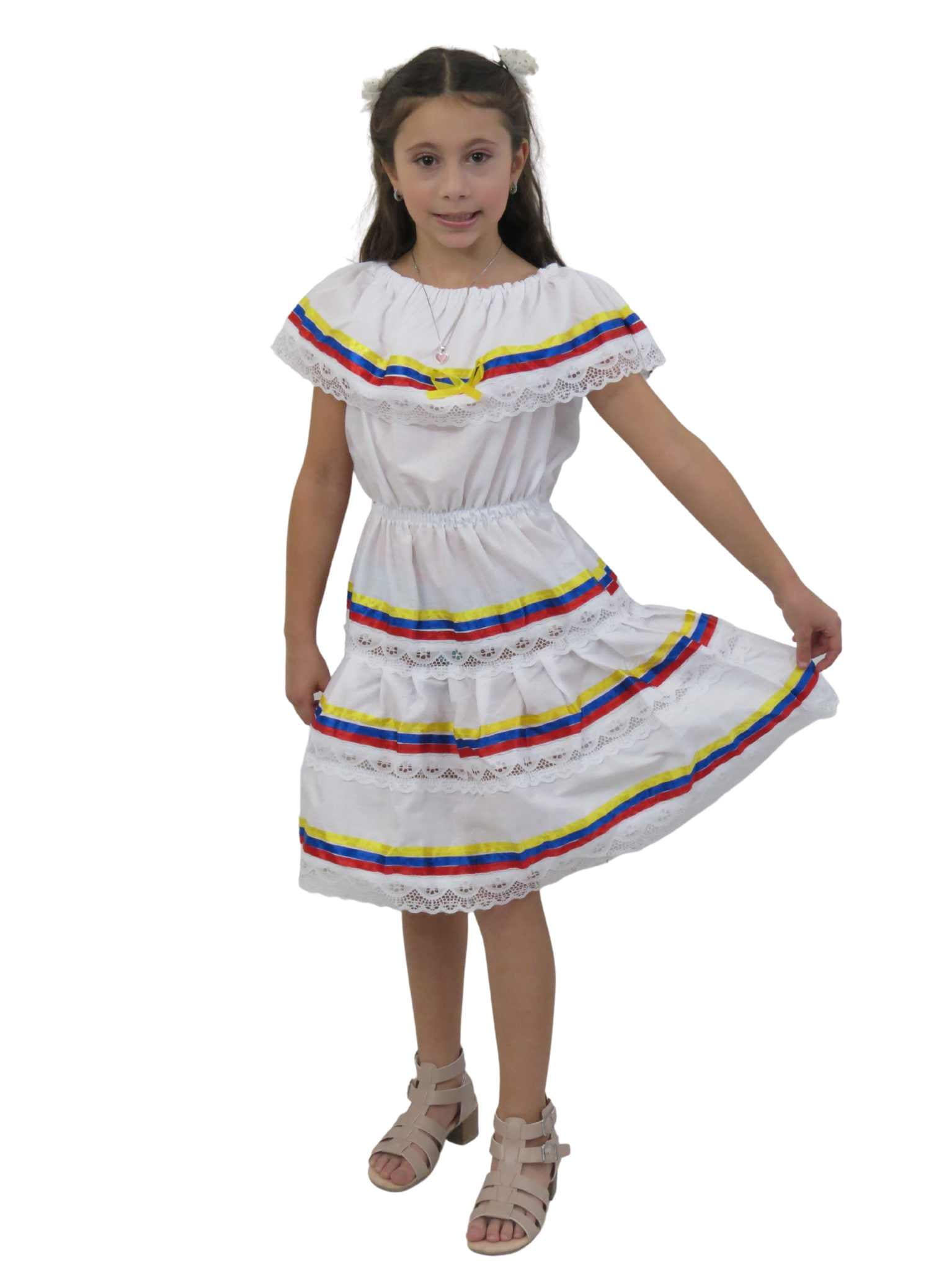 Ethnic Ribbons Dress Yellow, Blue, Red, Colombian Dress, Venezuelan ...