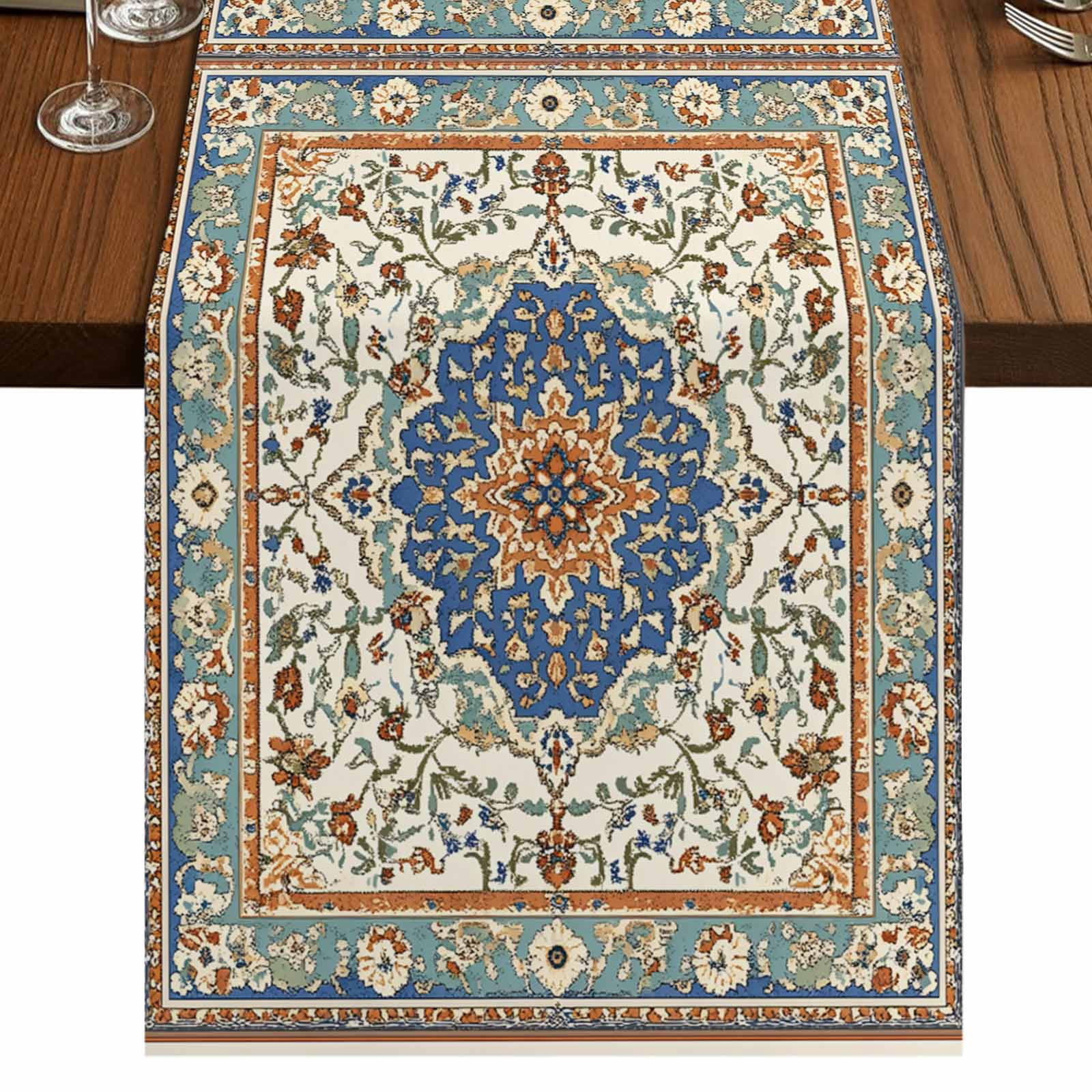 Ethnic Rustic 48 Inch Table Runner, Boho Southwestern Antique Orange ...