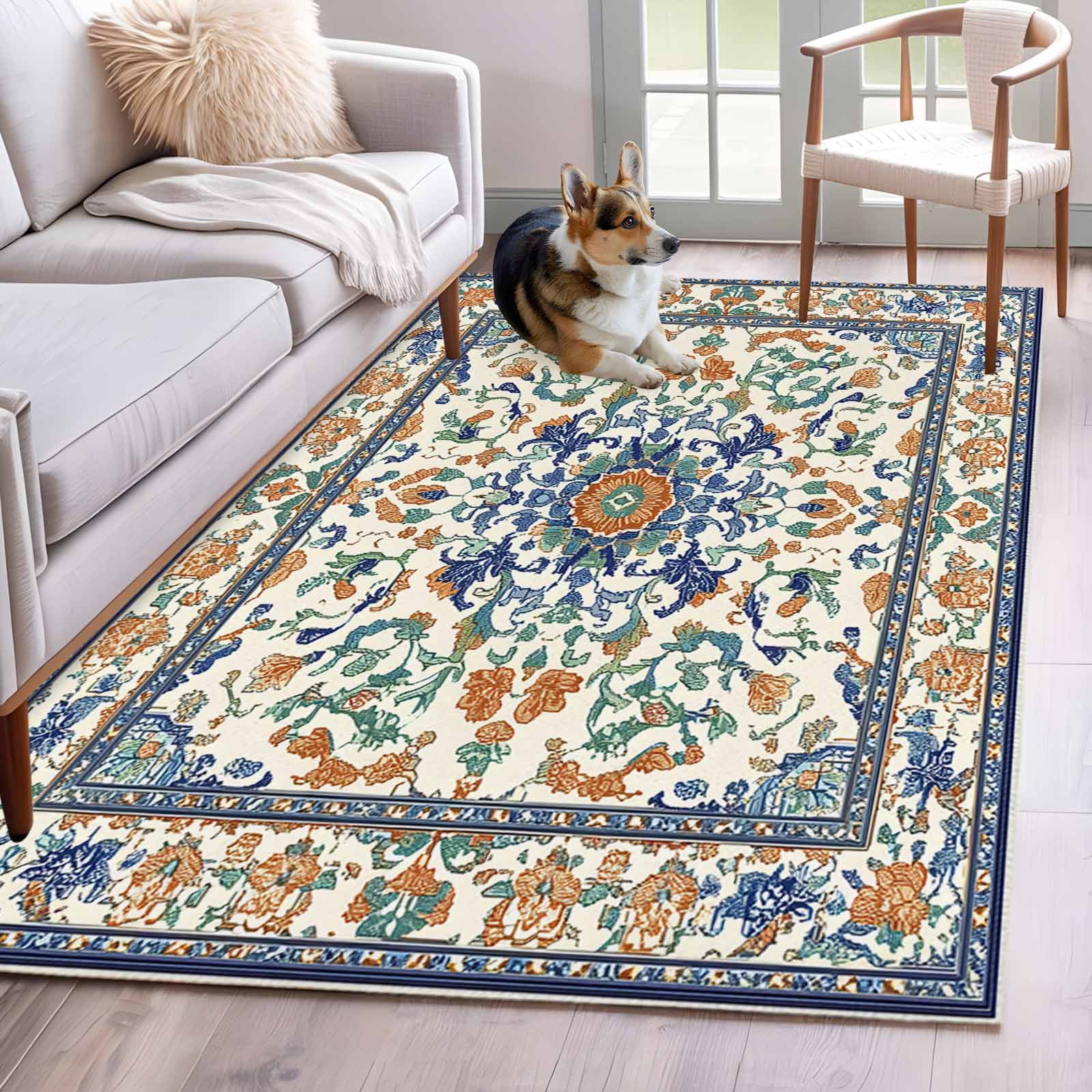 Ethnic Rustic Area Rug 3x5 FT,Non Slip Entryway Bedside Carpet,Boho ...