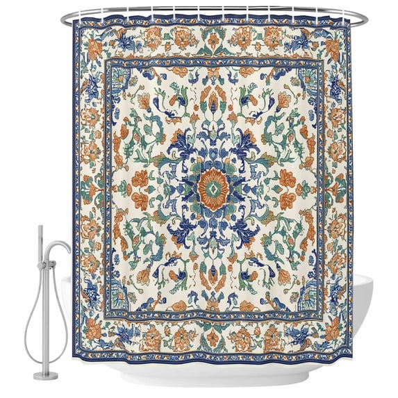 Ethnic Rustic Shower Curtain Set - Extra Long 72" x 96" Washable ...