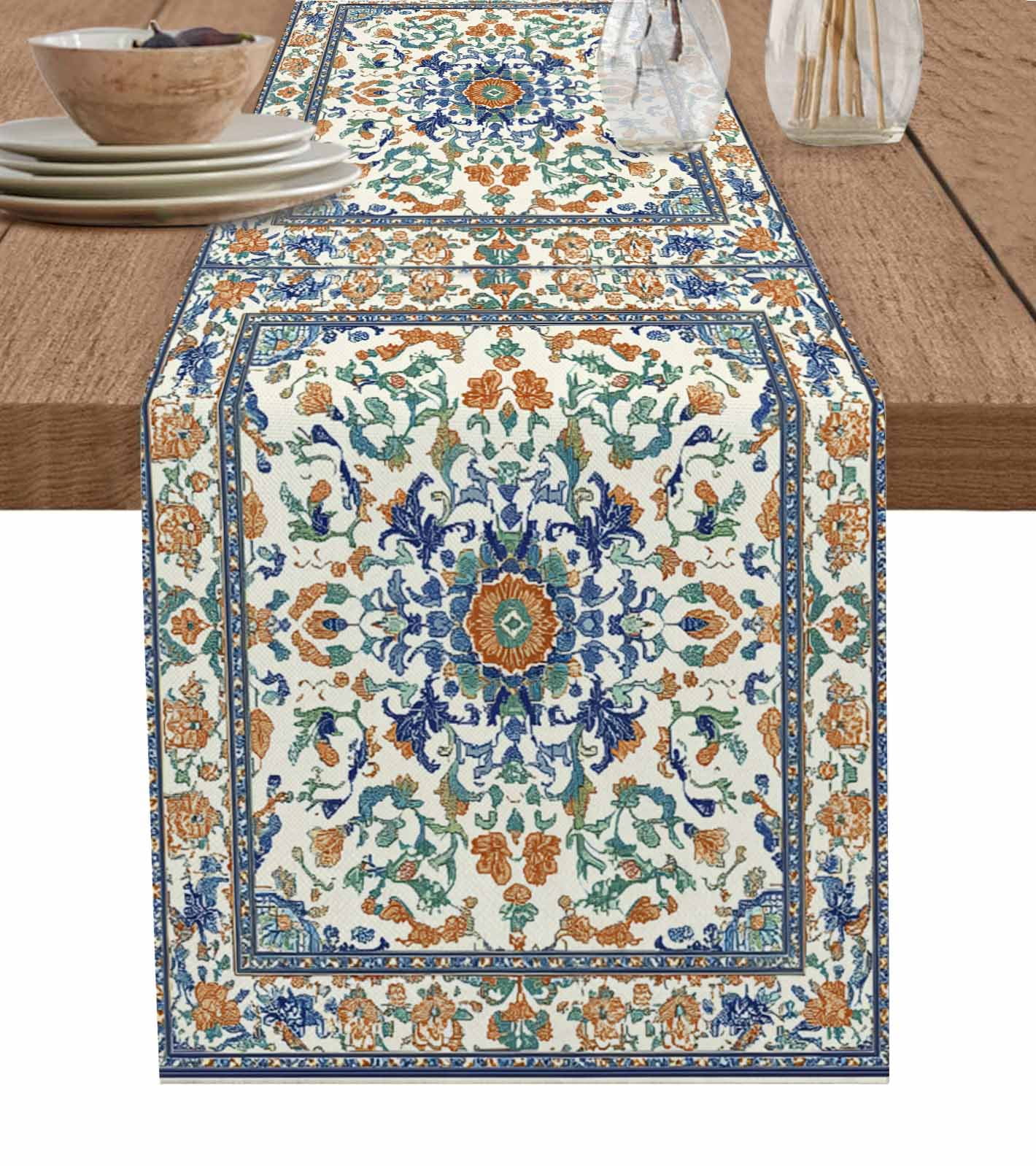 Ethnic Rustic Table Runner 72 Inches, Boho Southwestern Heritage Orange ...