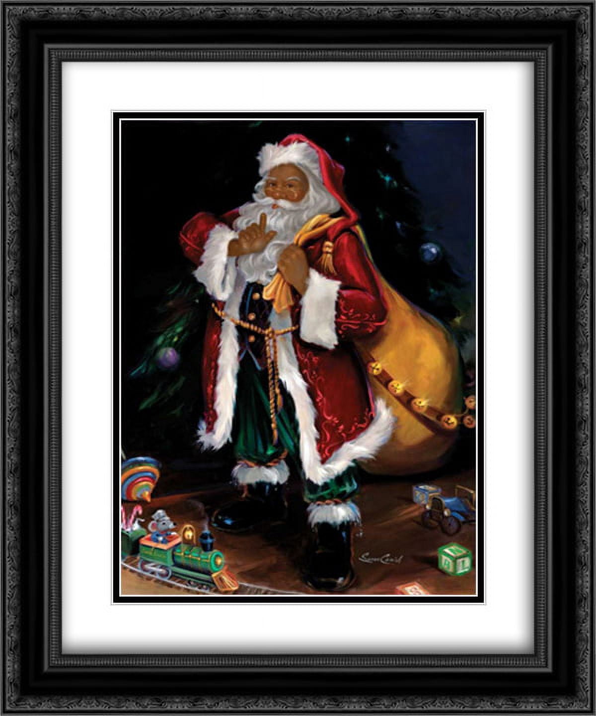 Ethnic Santa 2x Matted 20x24 Black Ornate Framed Art Print by Comish ...