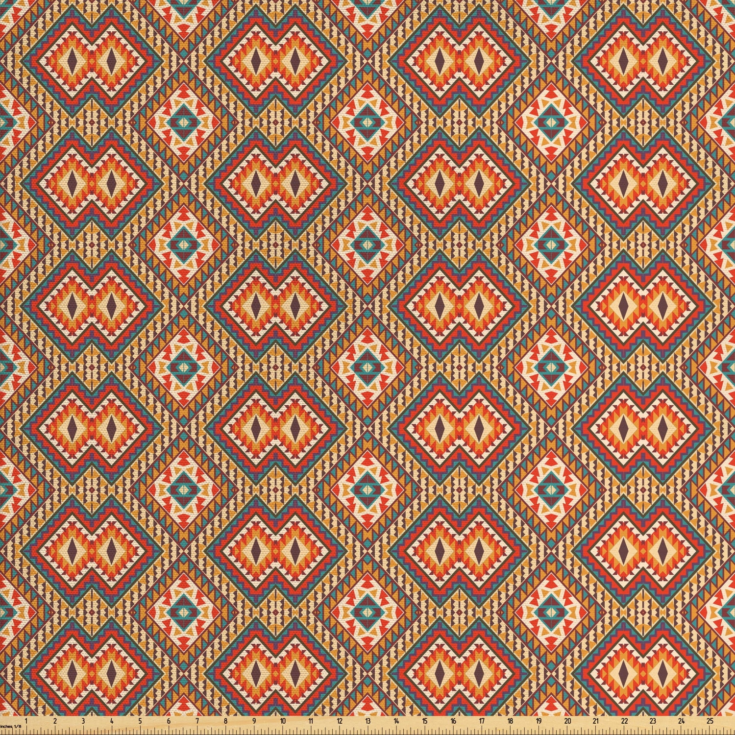 Ambesonne Ethnic Fabric by the Yard Upholstery, Mexican Heritage Motifs ...