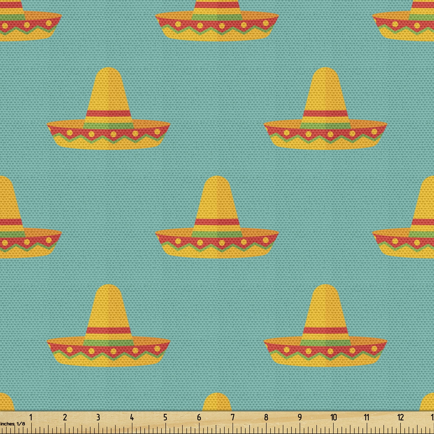Ambesonne Ethnic Fabric by the Yard Upholstery, Mexican Sombrero Hats ...