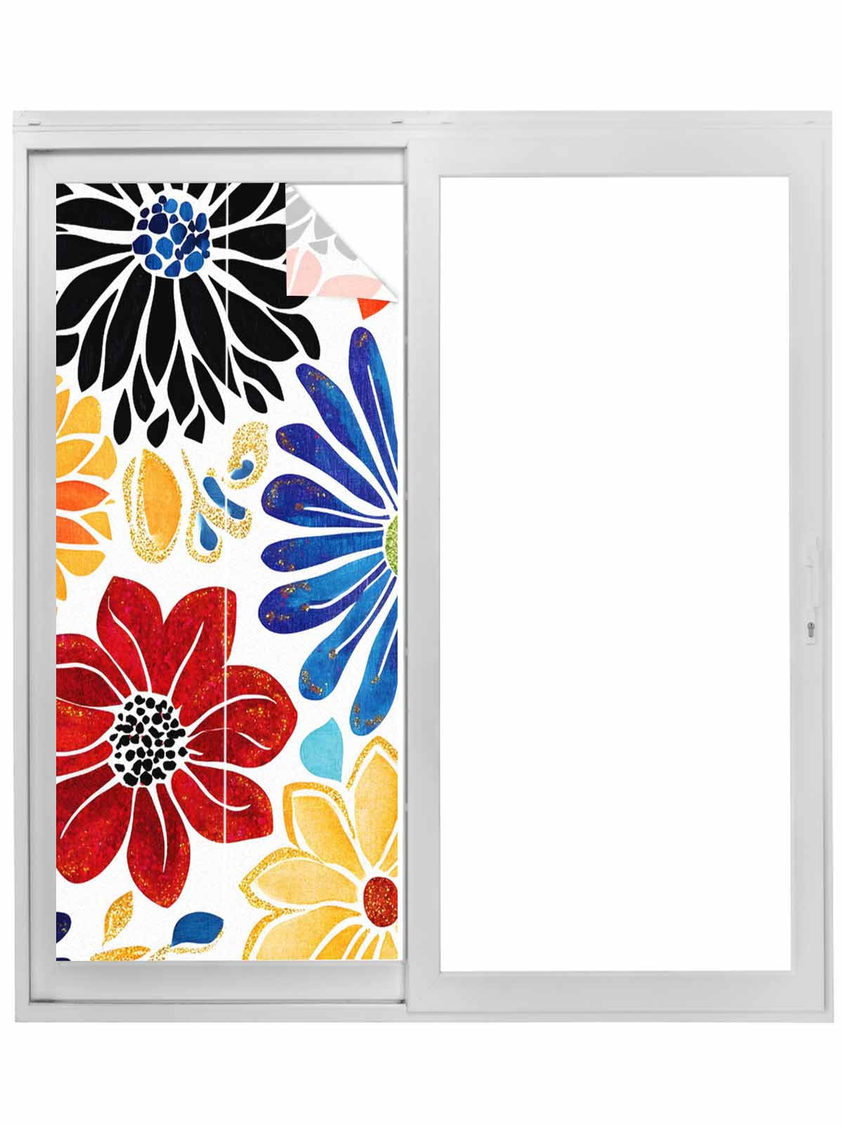 Ethnic Spring Floral Window Privacy Film, Summer Colorful Botanical ...