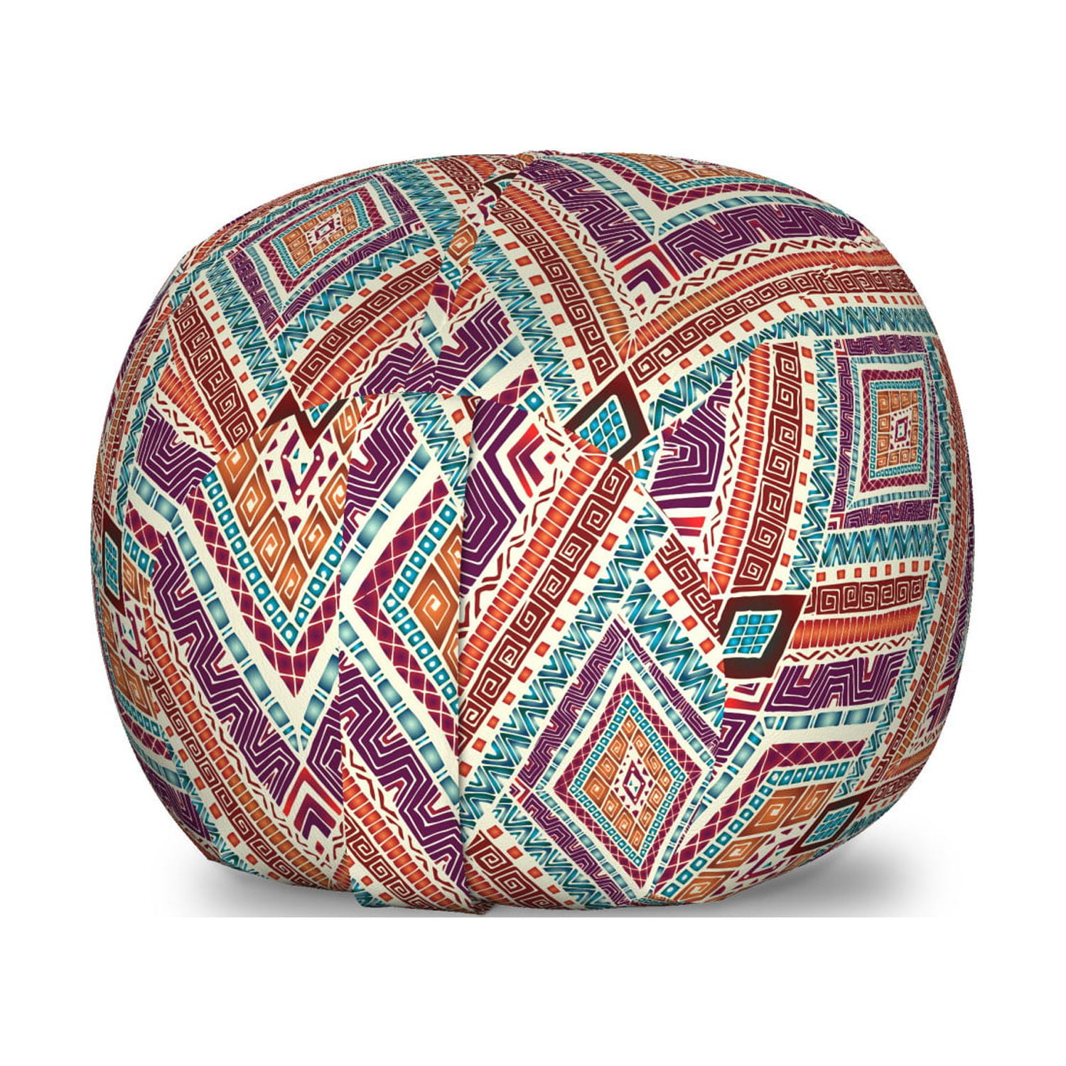 Ethnic Storage Toy Bag Chair, Rhombus Pattern with Colorful Zigzags ...