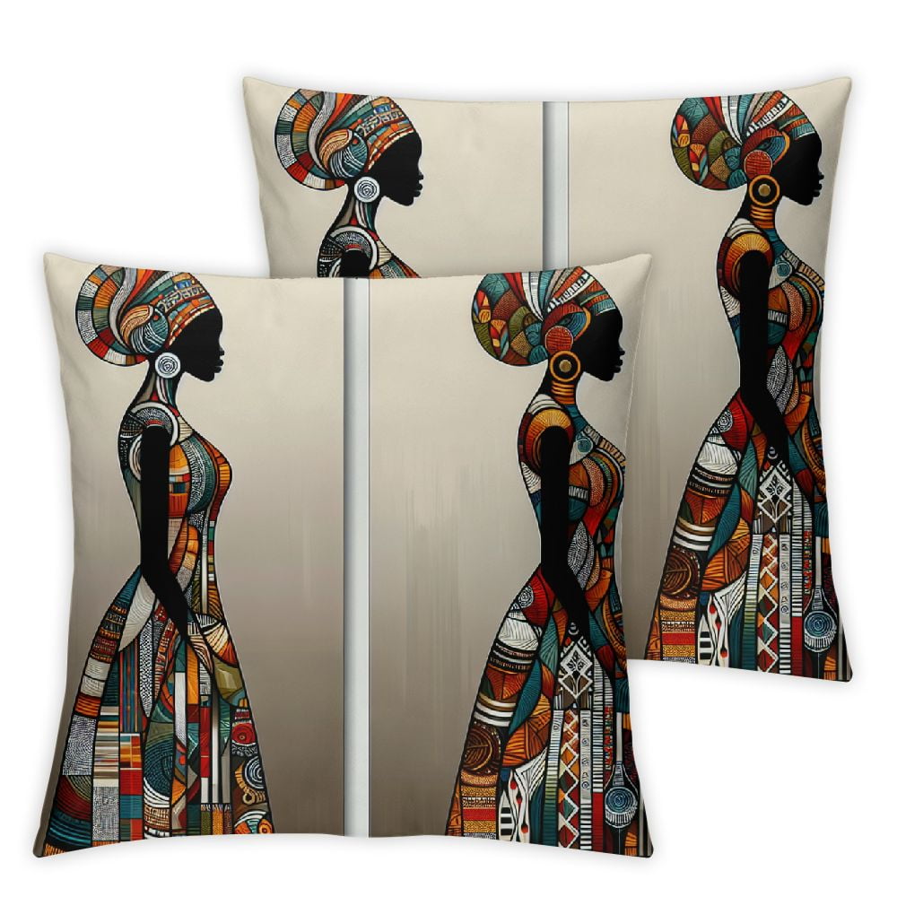 Ethnic Style African Beautiful Lady Decor Throw Pillow Covers Cases ...