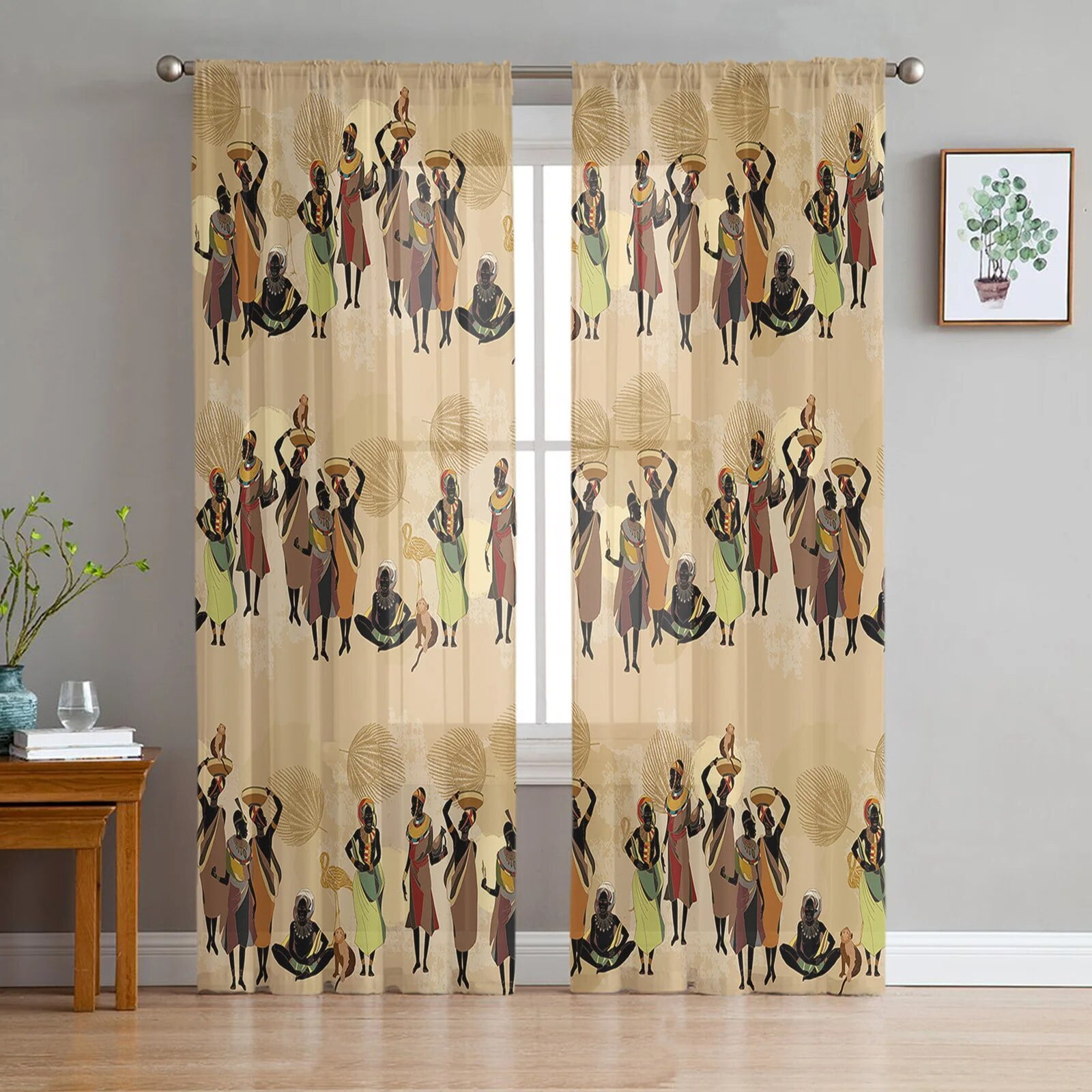 Ethnic Style African Women Black Women Tulle Curtains Living Room ...