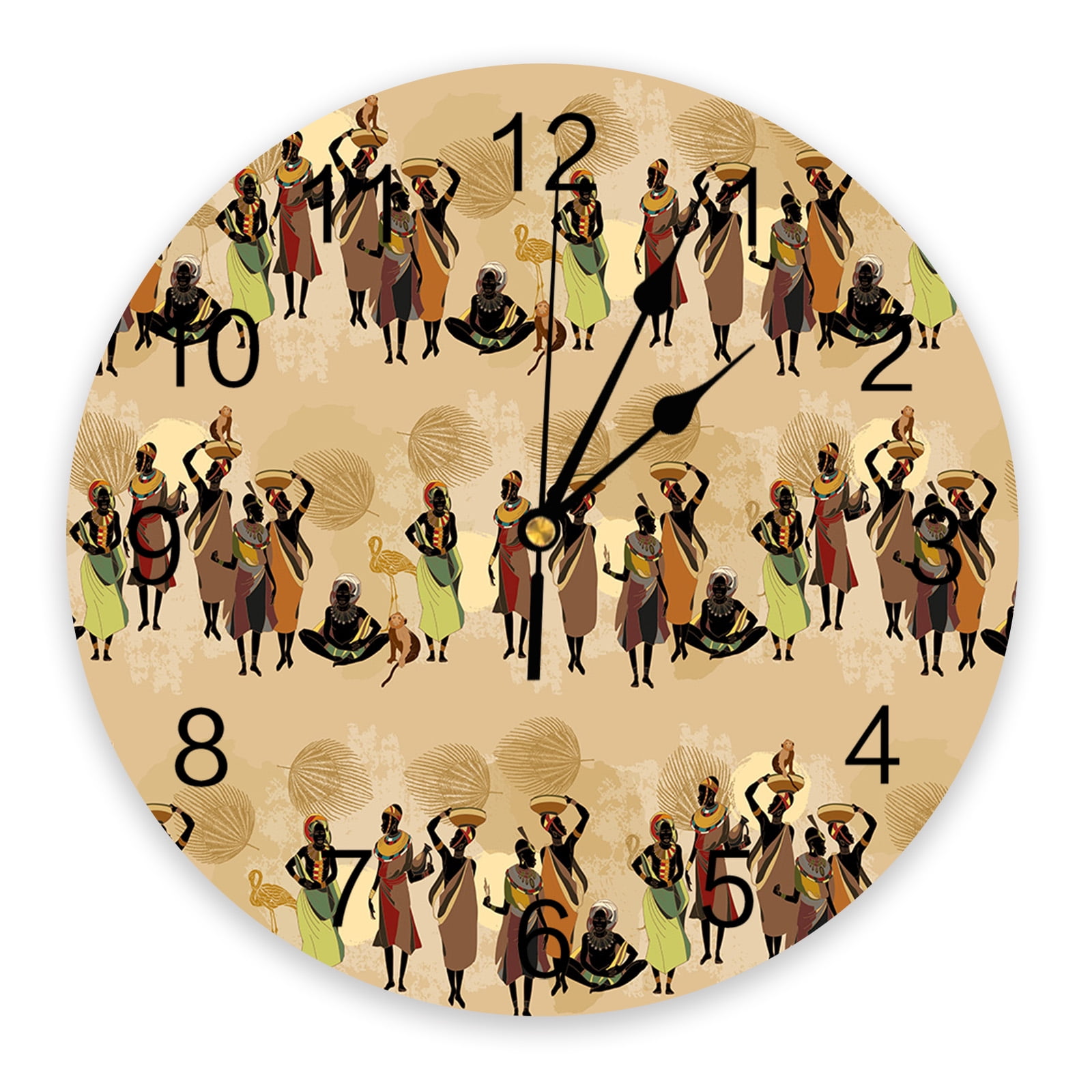 Ethnic Style African Women Black Women Wall Clock Silent Digital Clocks ...
