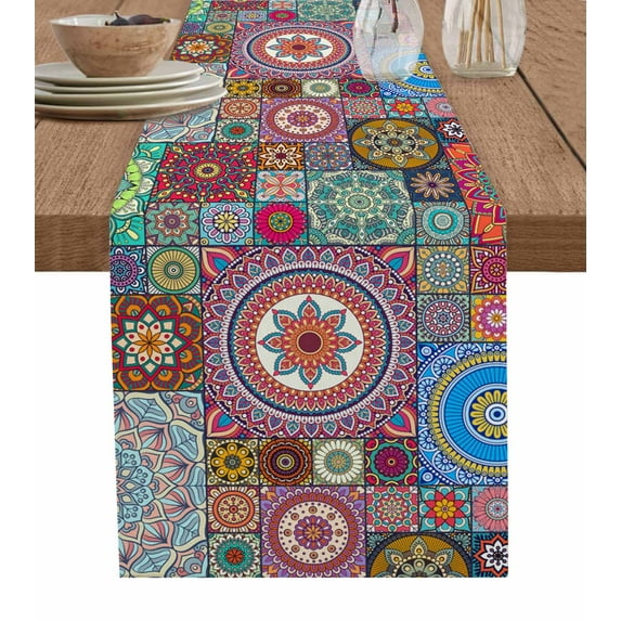 Ethnic Style Egyptian Pattern Table Runner for Dining Table Kitchen r ...