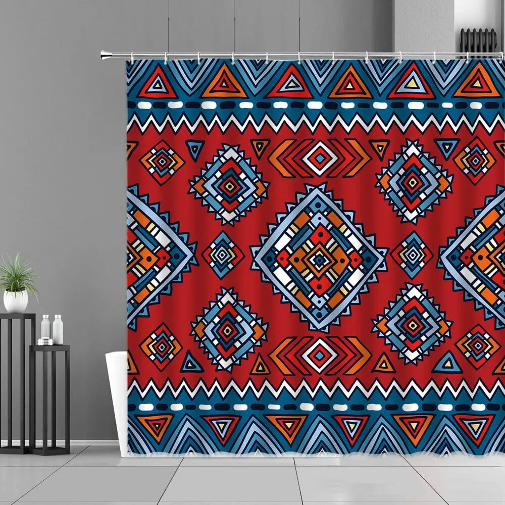 Ethnic Style Geometric Pattern Shower Curtains Color Art Print Bohemia ...