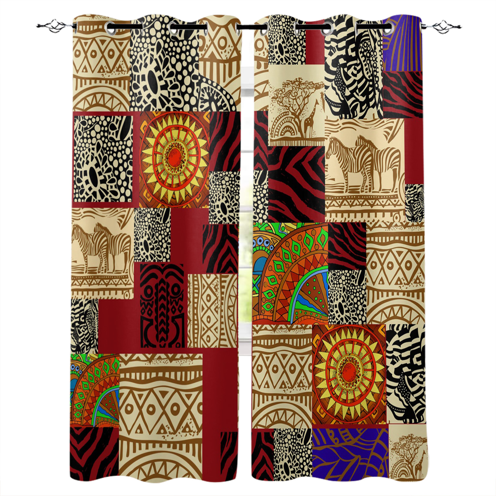 Ethnic Style Indian Civilization Window Curtains Living Room Outdoor ...