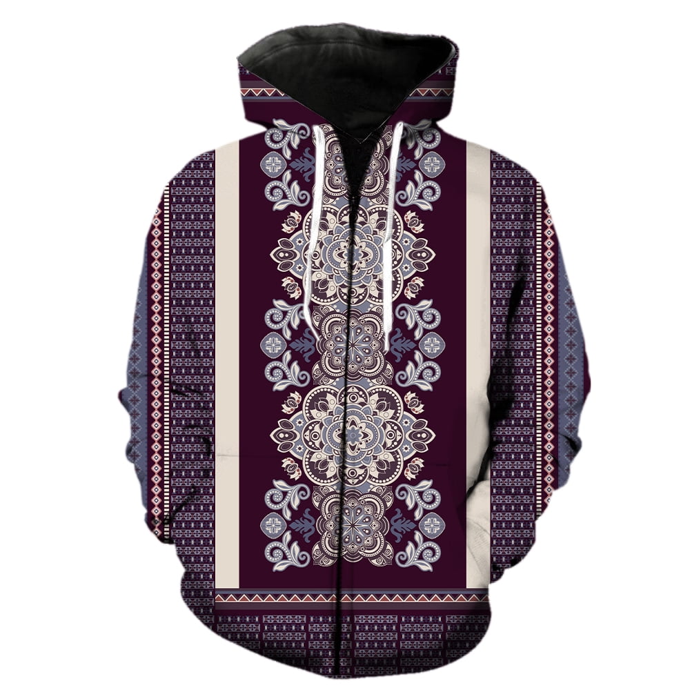 Ethnic Style Pattern Men's Zipper Hoodie Casual Spring Funny Streetwear ...