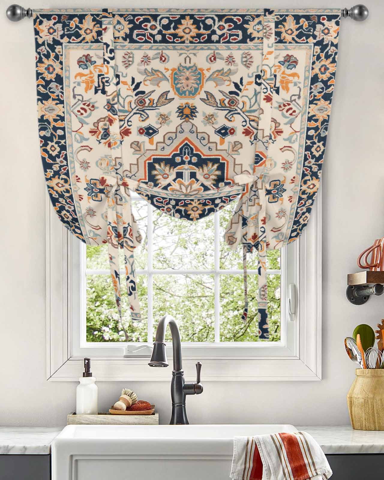 Ethnic Style Retro Persian Pattern Window Curtains Tie Up Curtains for ...