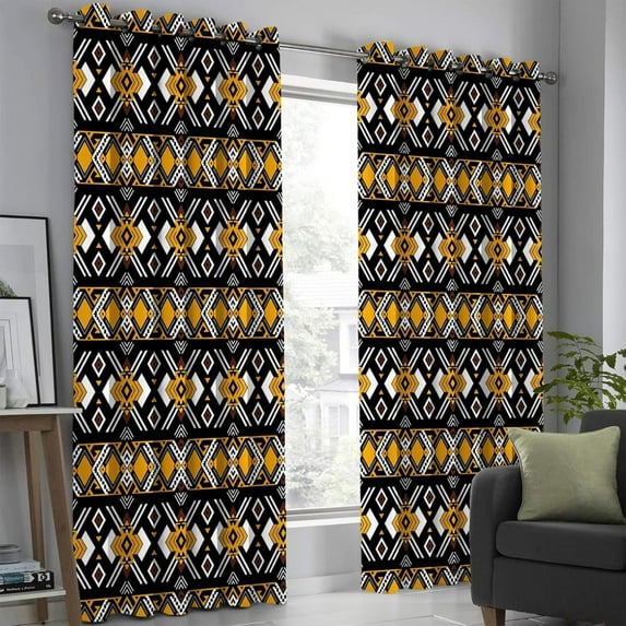 Ethnic-Style Rhombus Curtains Blackout Retro American-Style Geometric ...