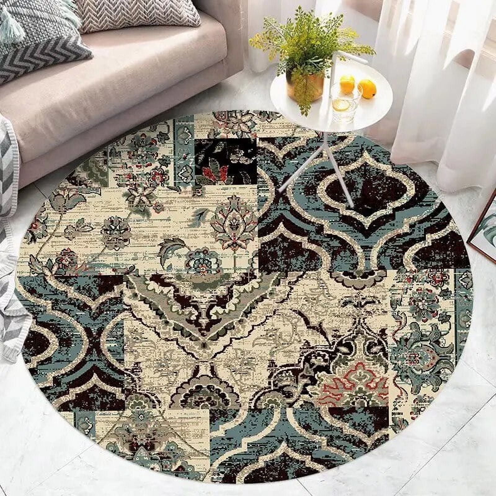 Ethnic Style Round Living Room Carpet Retro Bedroom rative Rugs Sofa ...
