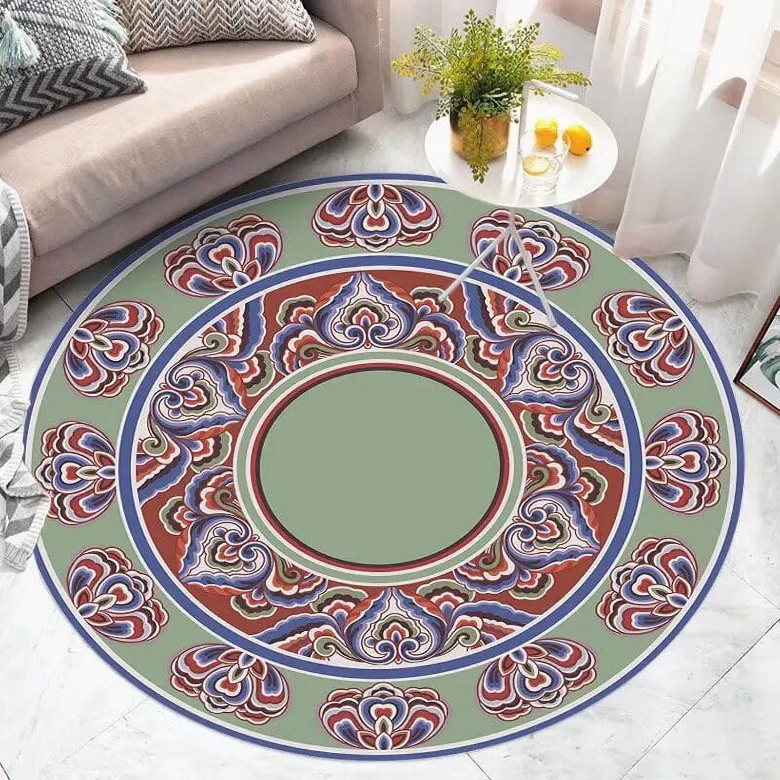 Ethnic Style Round Living Room Carpet Retro Bedroom rative Rugs Sofa ...