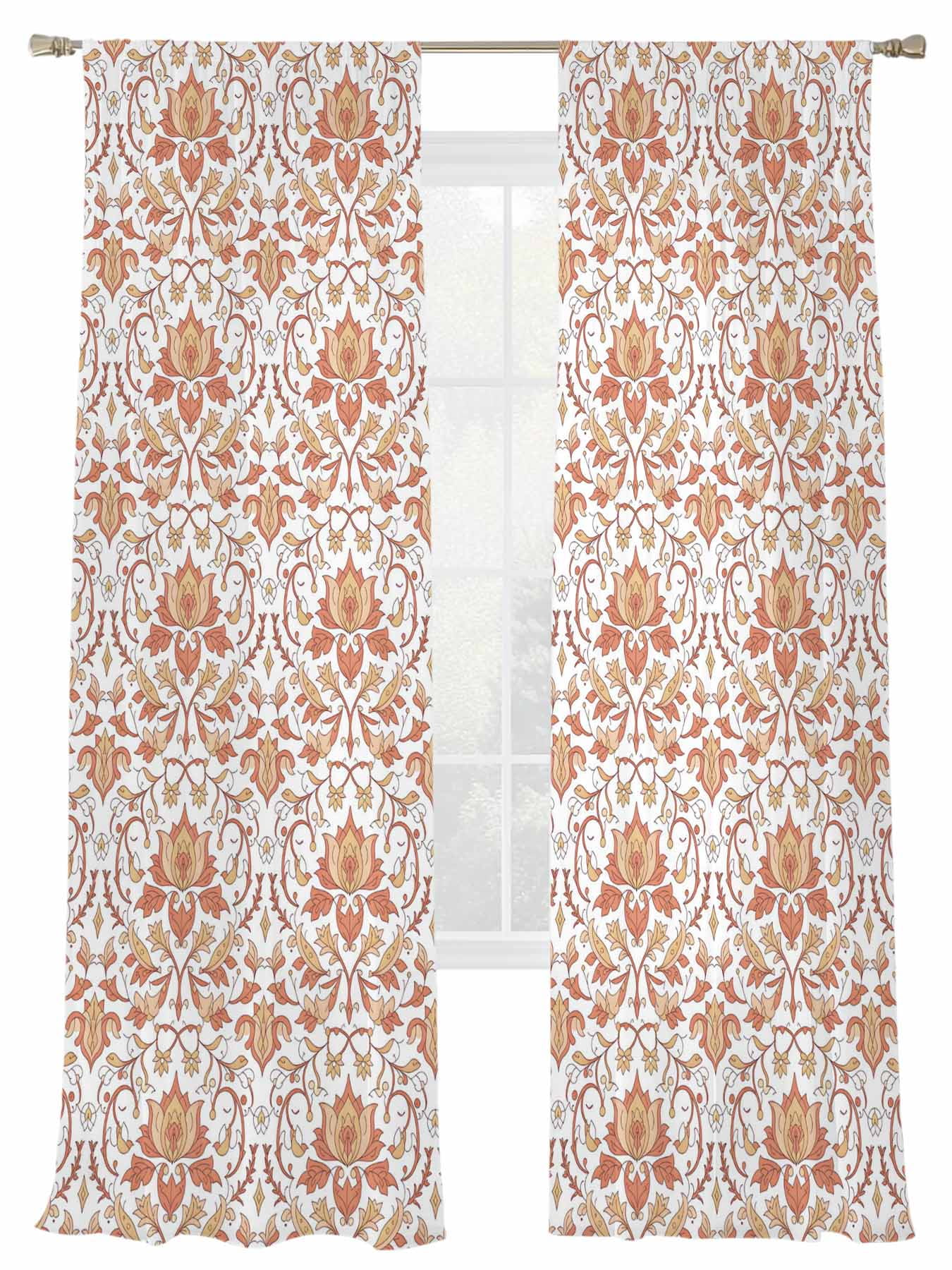 Ethnic Style Sheer Curtains 96 Inch Long 2 Panels, Medieval Retro ...
