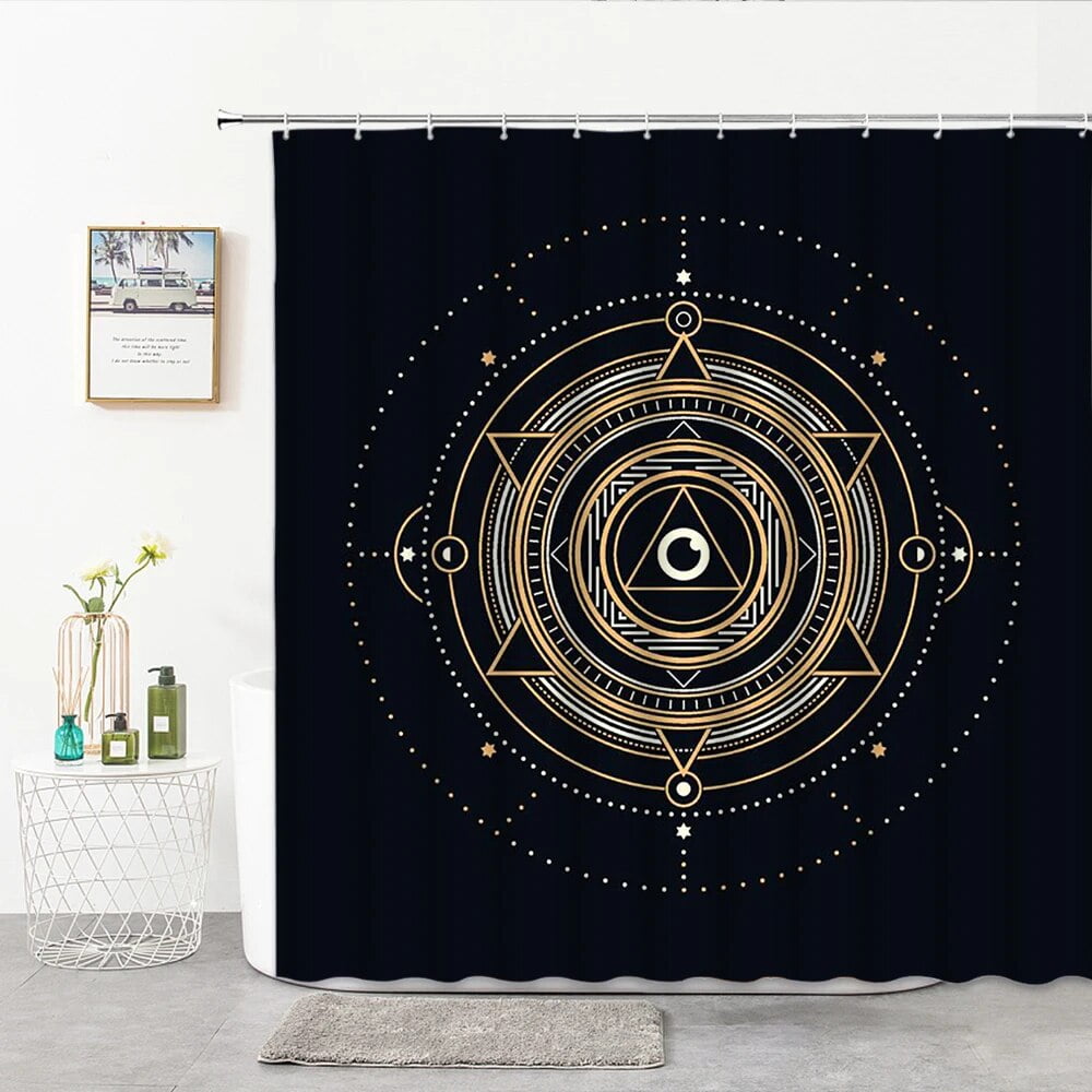 Ethnic Style Shower Curtain Retro Totem Indian Style Pattern Geometric ...