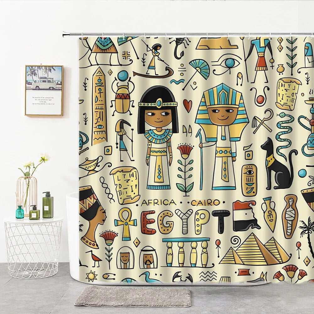 Ethnic Style Shower Curtain Retro Totem Indian Style Pattern Geometric ...