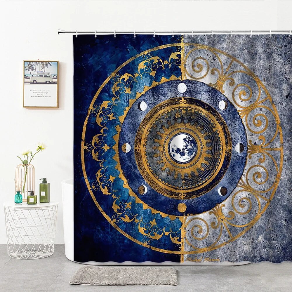 Ethnic Style Shower Curtain Retro Totem Indian Style Pattern Geometric ...