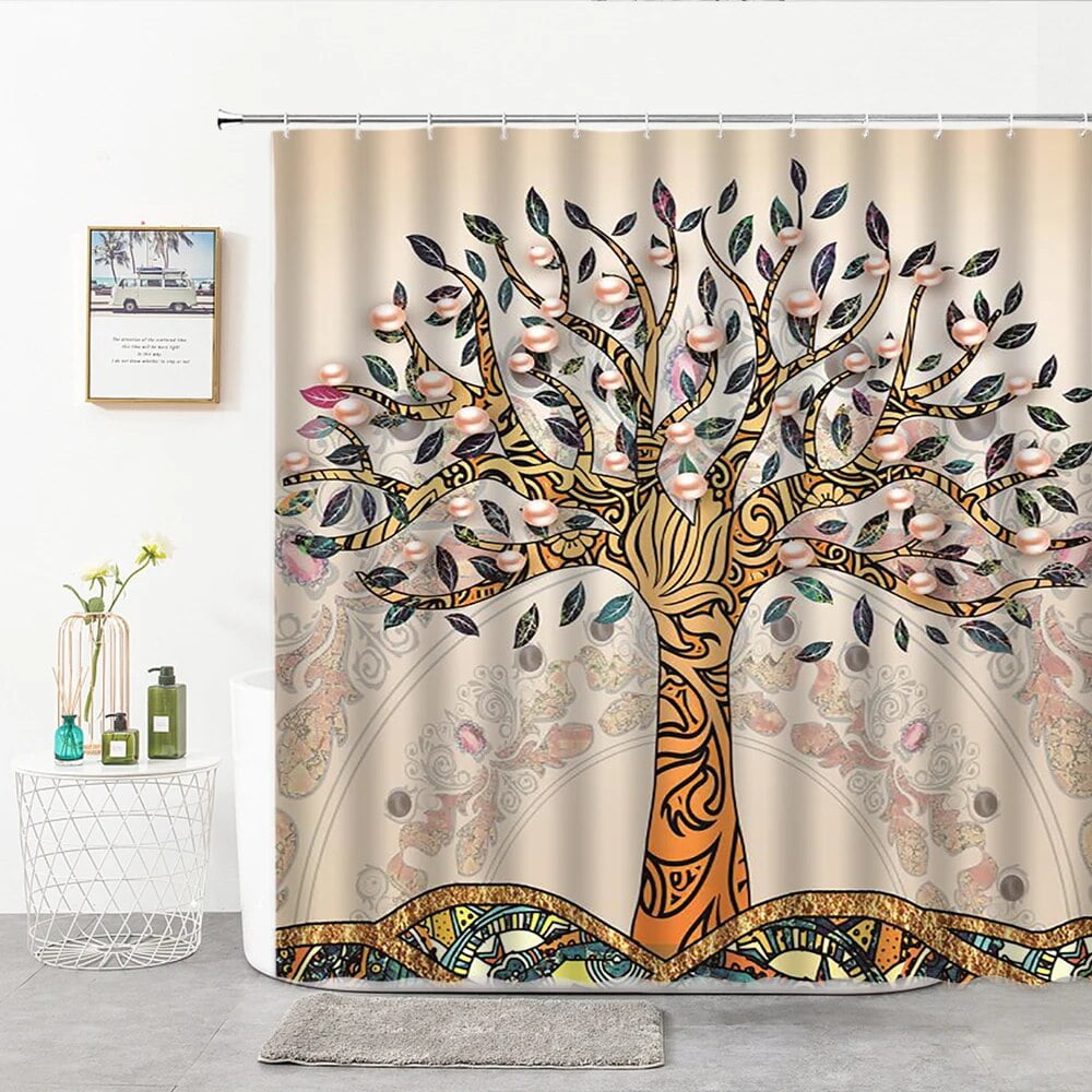 Ethnic Style Shower Curtain Retro Totem Indian Style Pattern Geometric ...