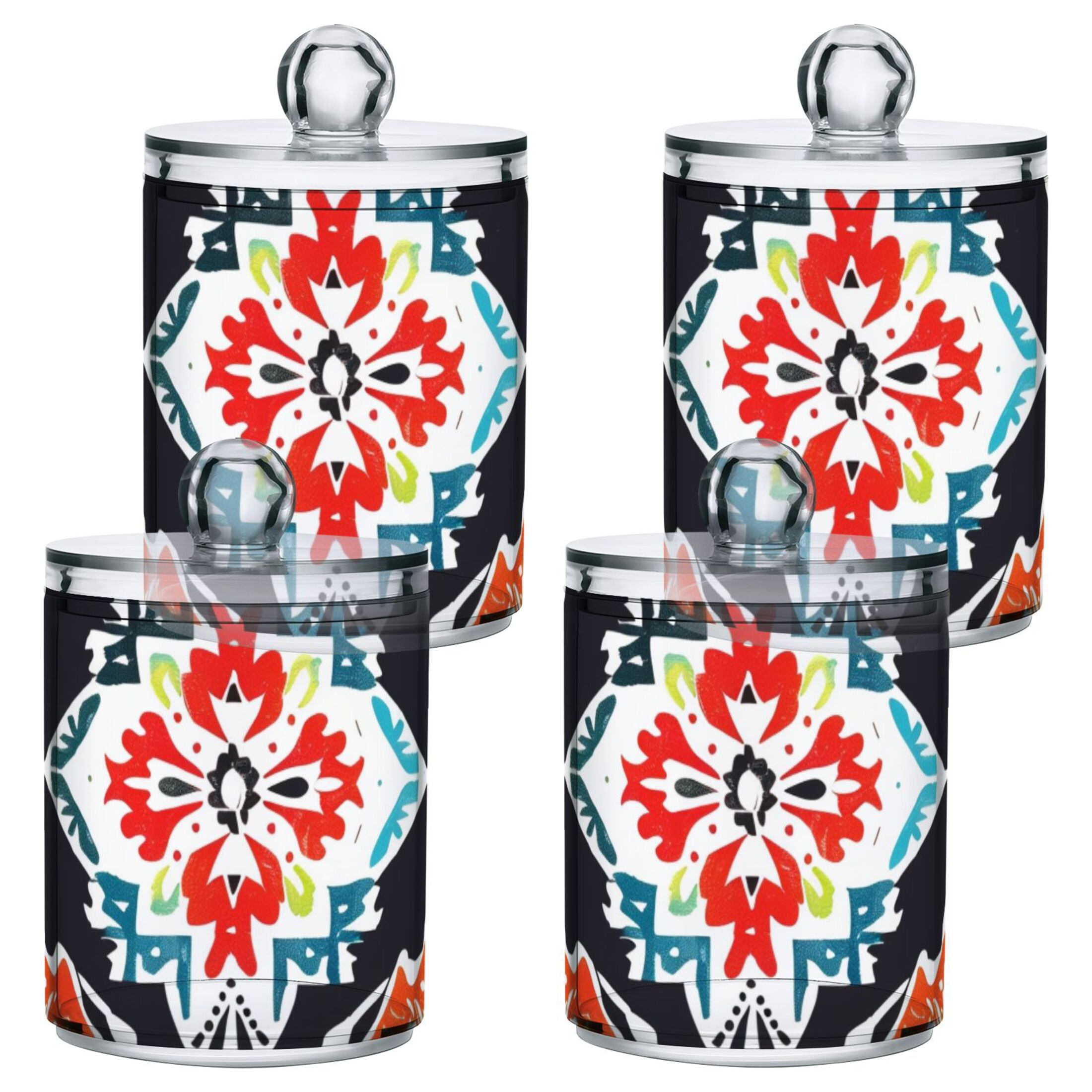 Ethnic Style Square Abstract Pattern Translucent Plastic Cans Storage ...