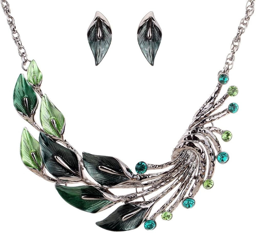 Ethnic Style Tibetan Silver Peacock Crystal Chunky Bib Earrings ...