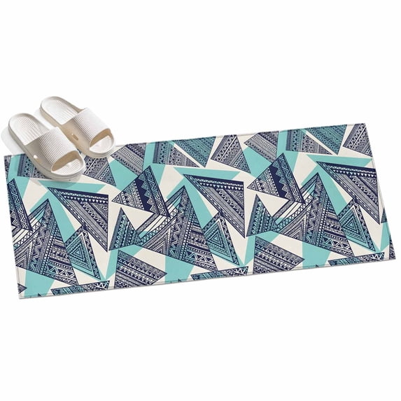 Ethnic Style Washable Area Rug 2 x 6 ft Abstract Southwestern Teal Blue ...