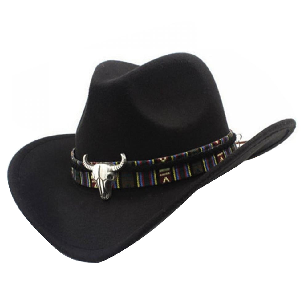 Ethnic Style Real Felt Western Cowboy Hat, Wool Jazz Hat for Men and ...