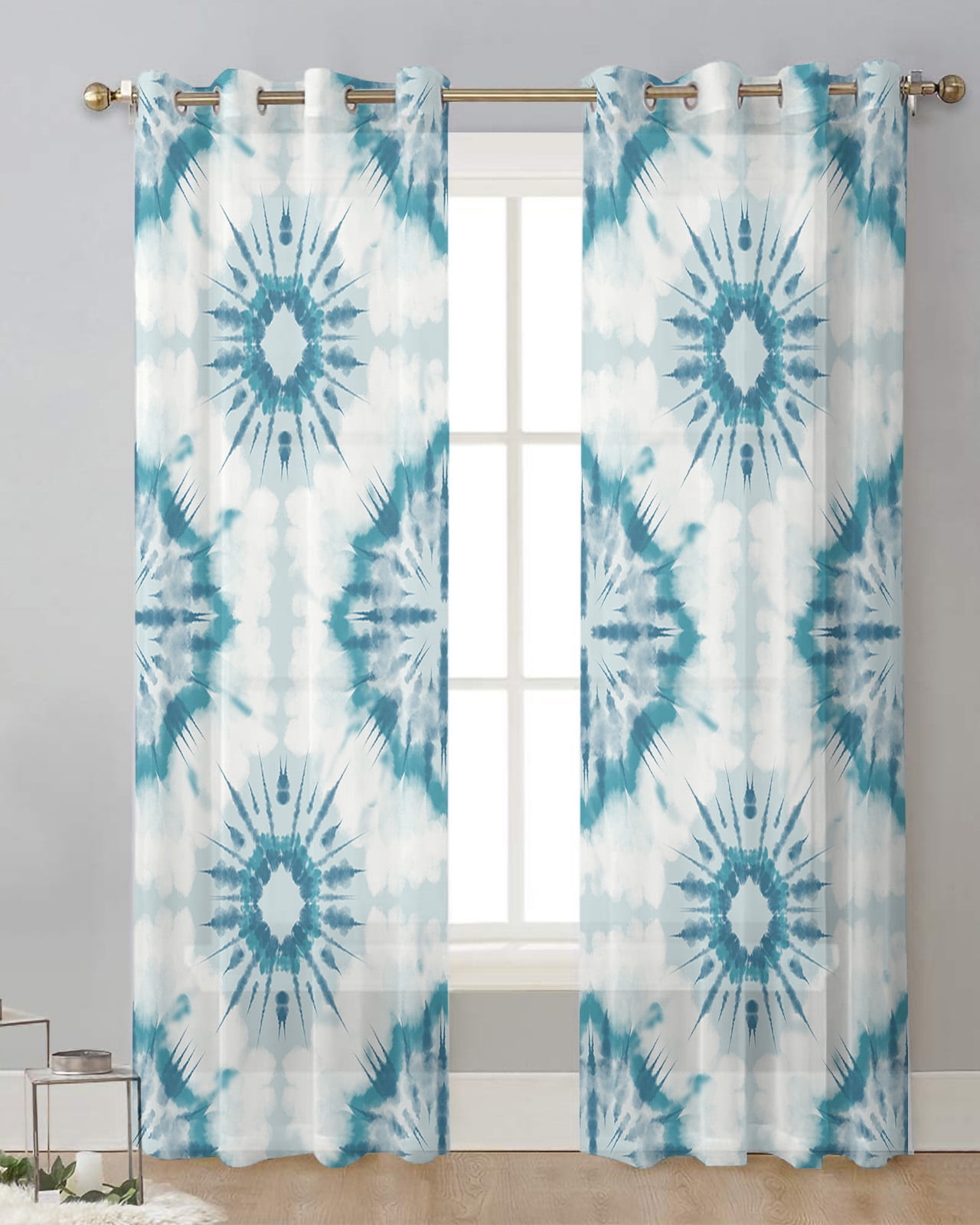 Ethnic Symbols Texture Arrow Squares Voile Hanging Curtain Living Room ...