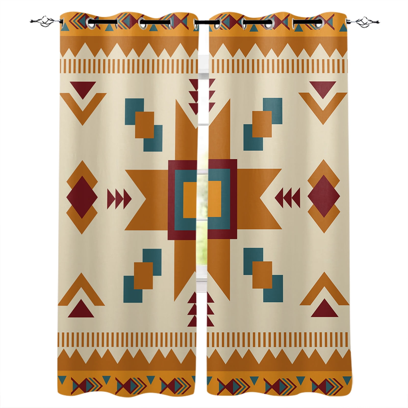 Ethnic Symbols Texture Loop Arrow Window Curtain Made Finished Drapes ...