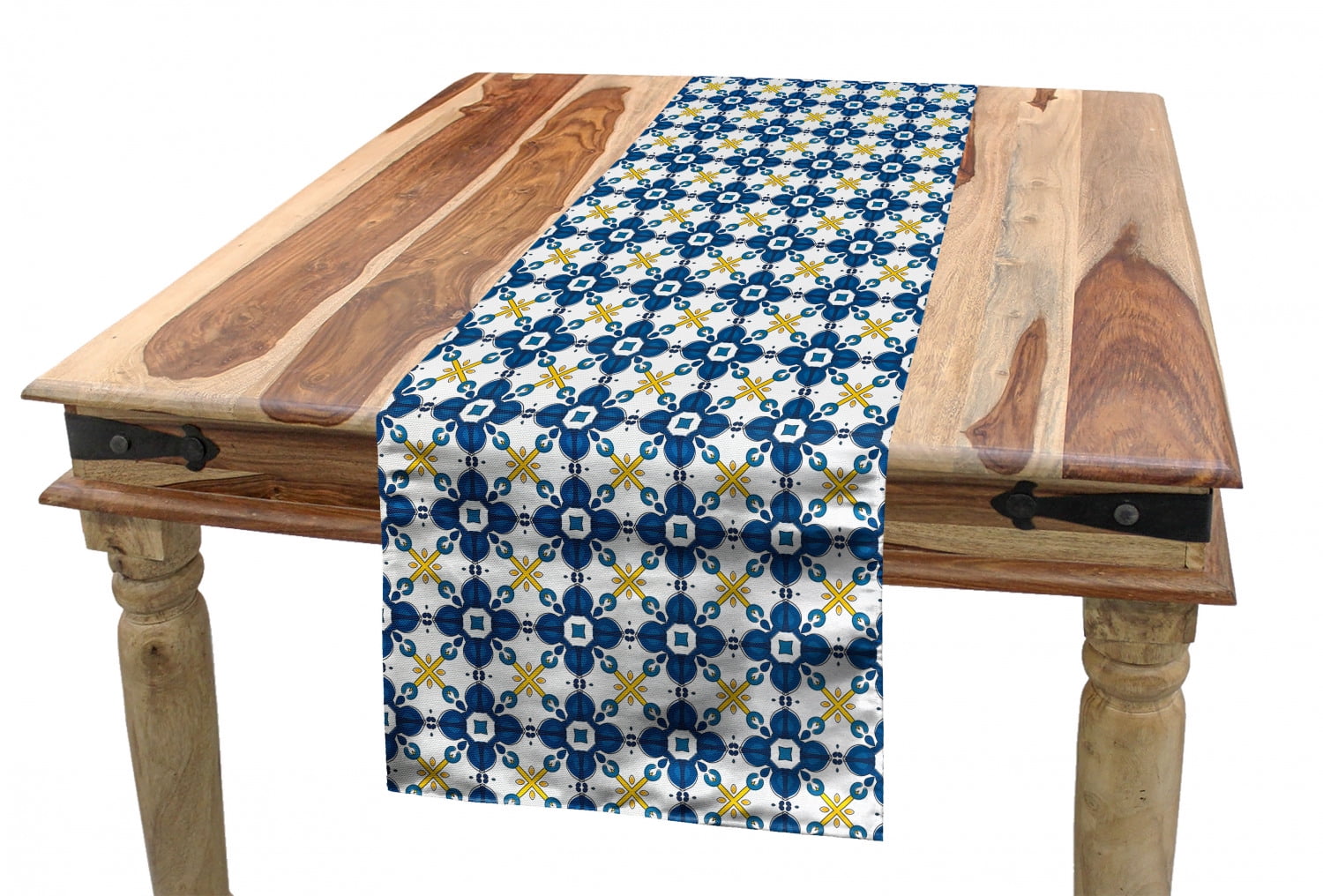 Ethnic Table Runner, Tile Illustration in Traditional Style Portuguese ...