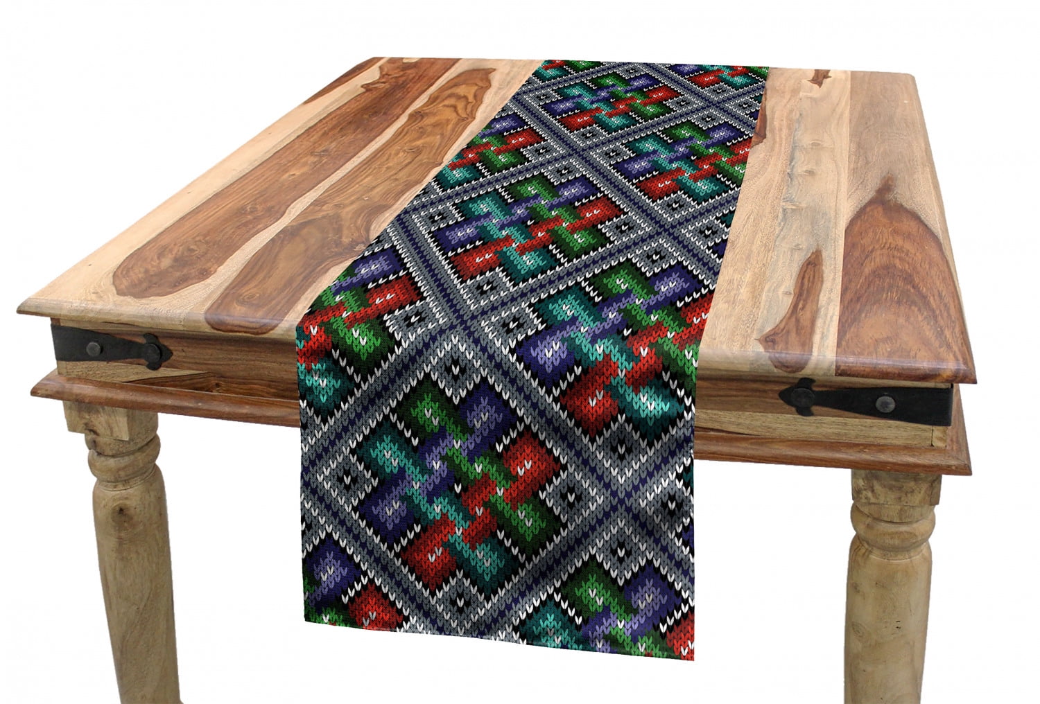 Ethnic Table Runner, Traditional Folk Pattern in Knitting Form South ...