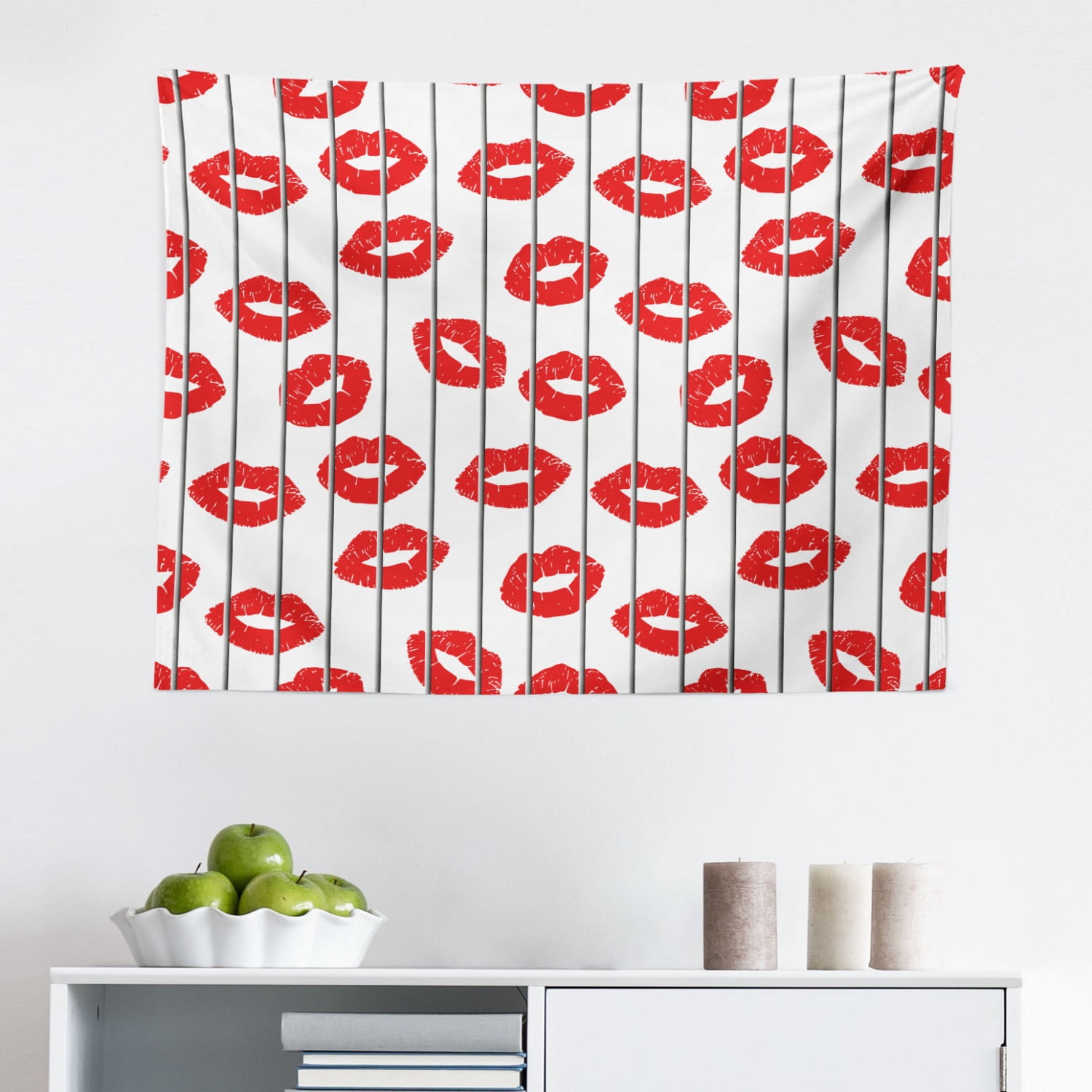 Ethnic Tapestry, Floral with Scroll Swirl Leaf Lines Boho Art, Fabric ...