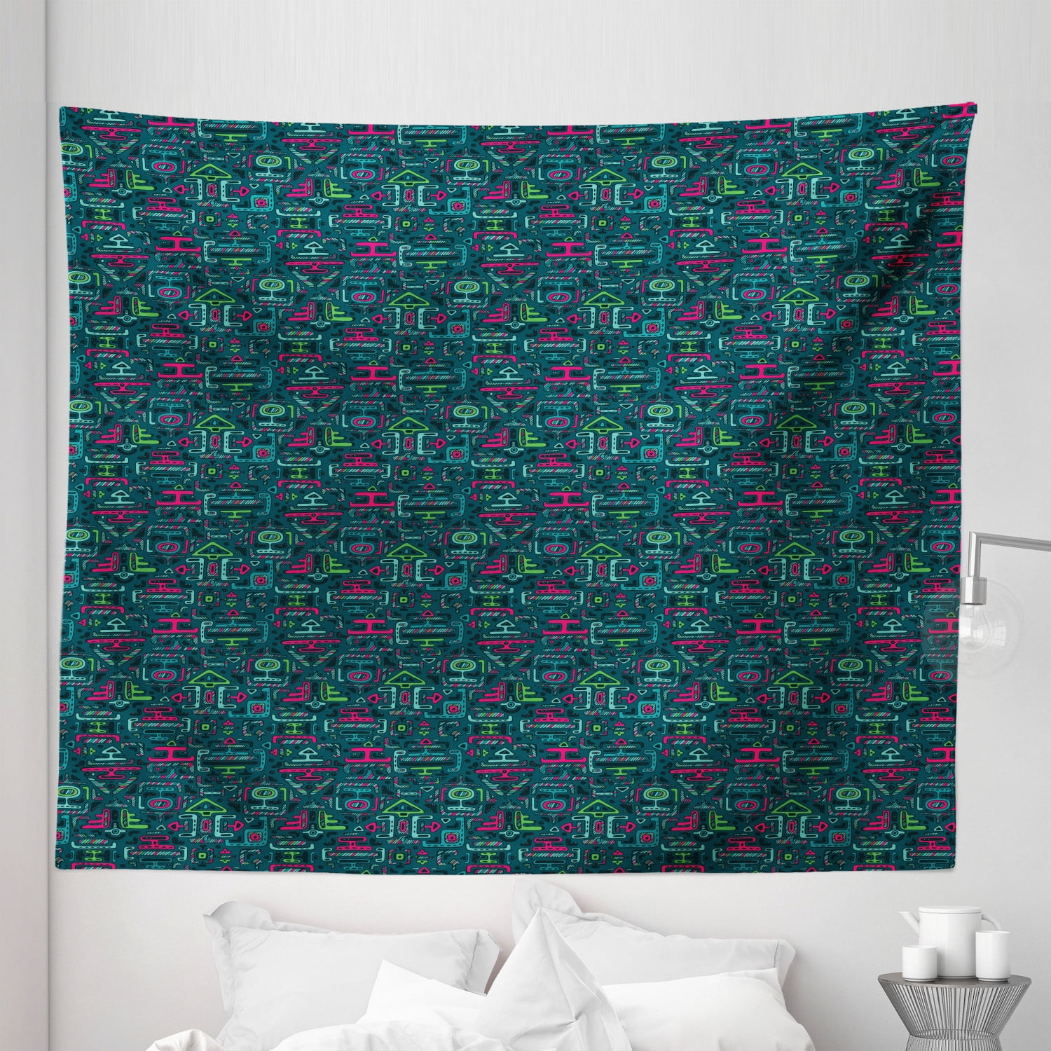 Ethnic Tapestry, Vibrant Colored Drawing Style Pattern with Geometrical ...