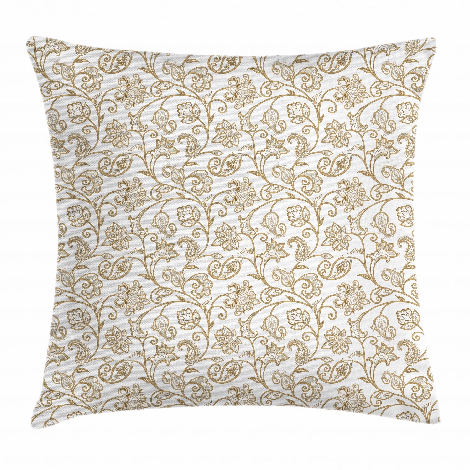 Ethnic Throw Pillow Cushion Cover, Arabic Pattern of Floral Paisley ...