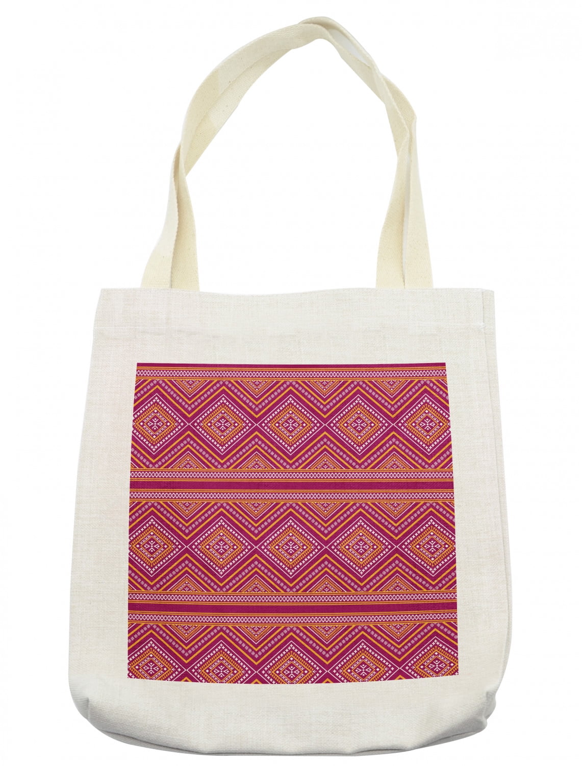 Ethnic Tote Bag, Bi-color Design Geometrical Ornamental Traditional ...