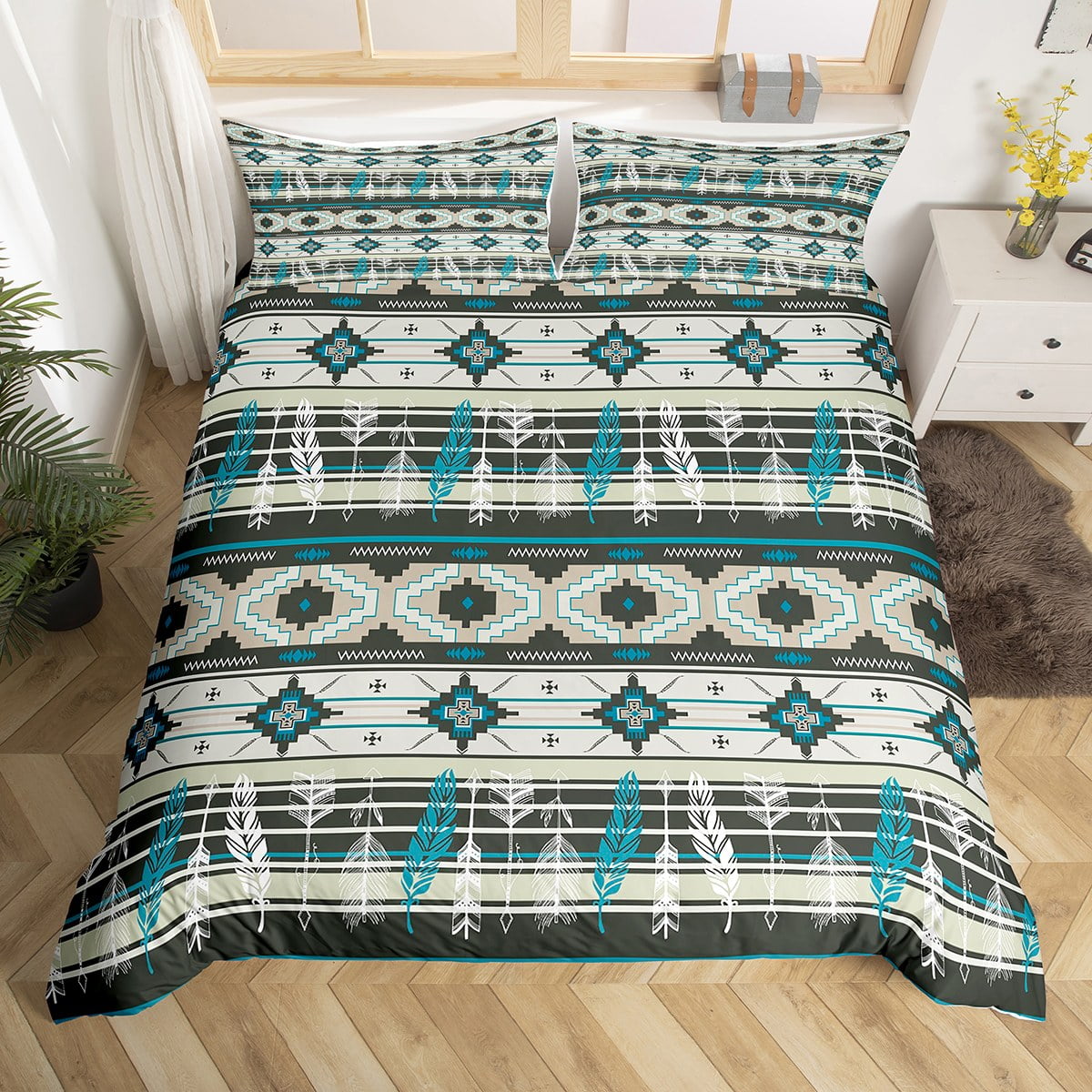 Ethnic Tribal Arrow Comforter Cover Geometry Aztec Duvet Cover,Western ...