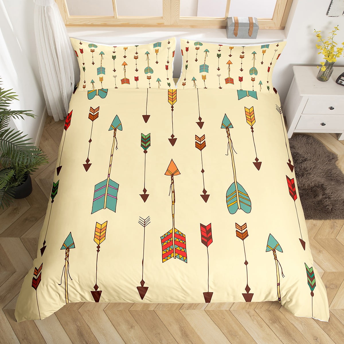 Ethnic Tribal Arrow Duvet Cover Queen Kawaii Bedding Set Watercolor