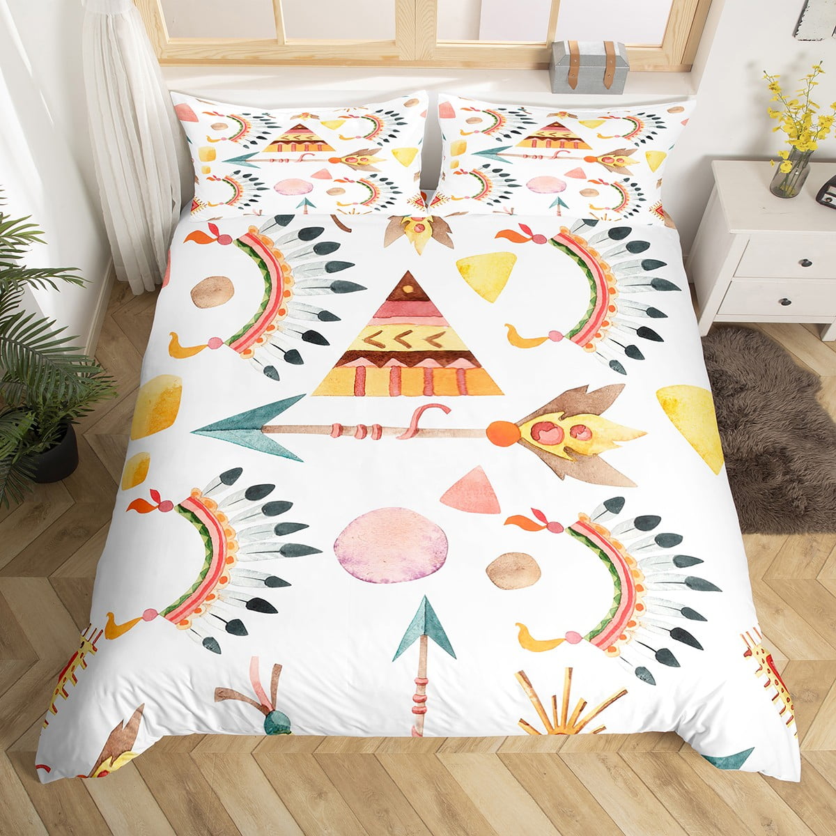 Ethnic Tribal Arrow Duvet Cover Twin Kawaii Bedding Set,Watercolor ...