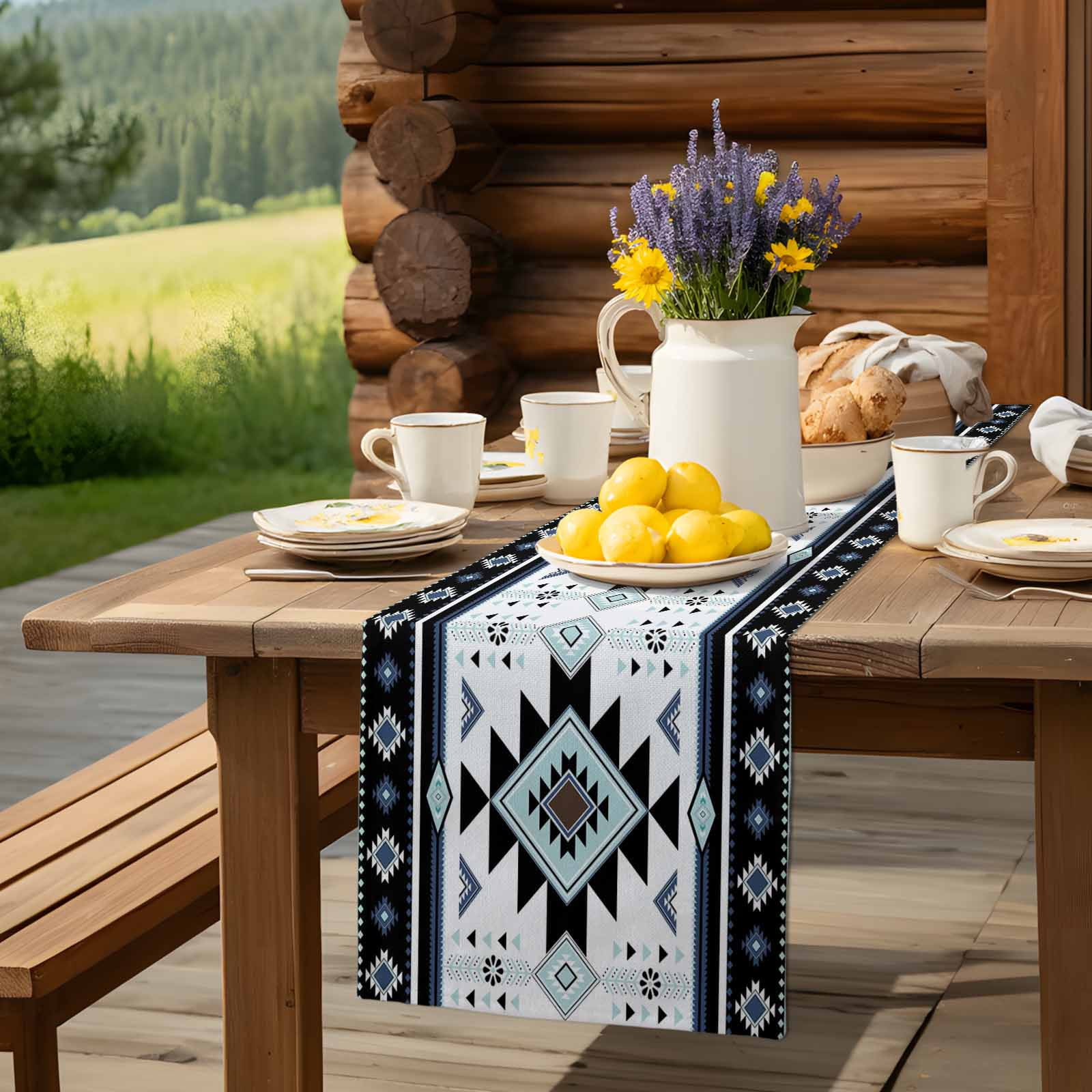 Ethnic Tribal Aztec Geometric Pattern Table Runner 13x90in Non-Slip ...