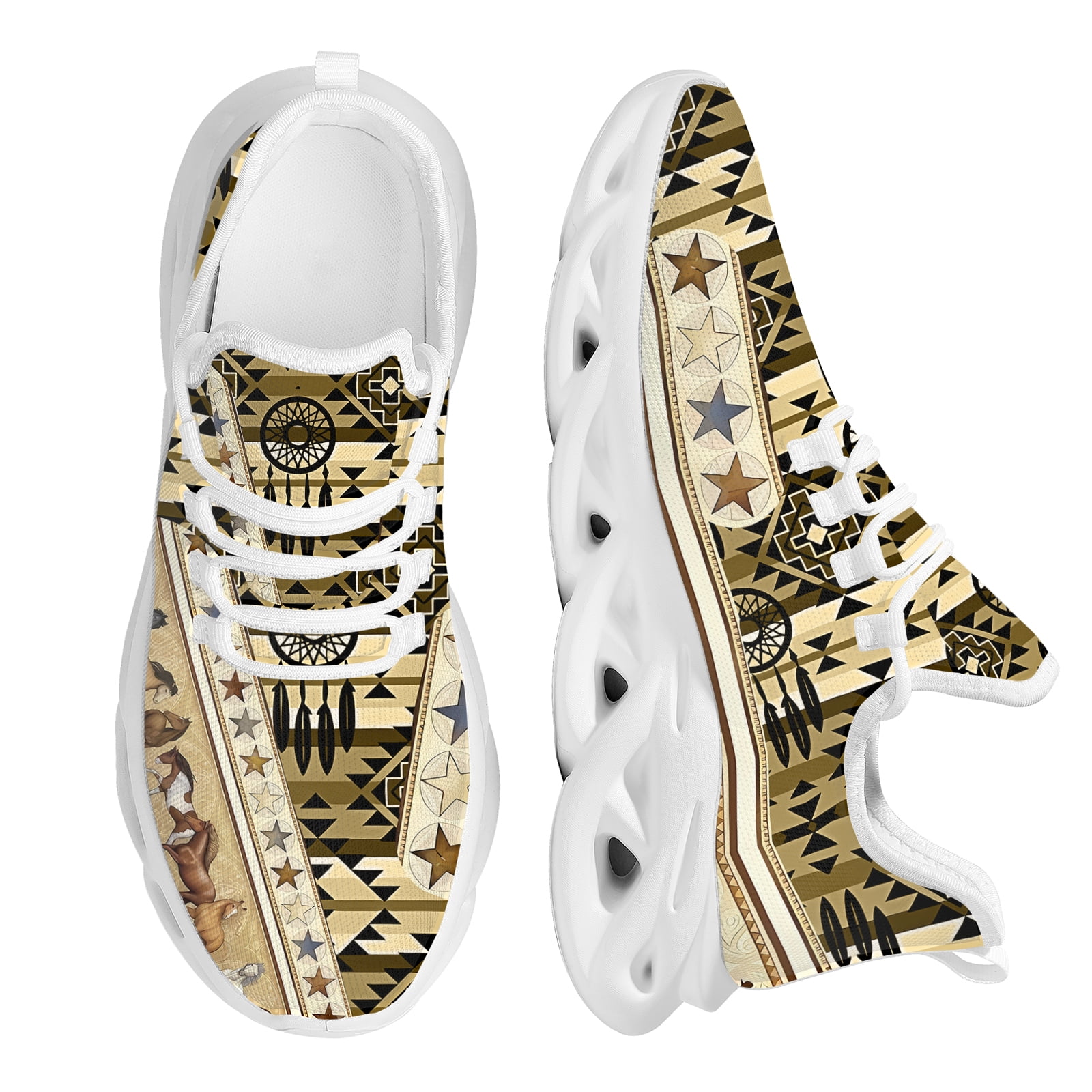 Ethnic Tribal Aztec Pattern Lightweight Lace Up Mesh Shoes Women's ...