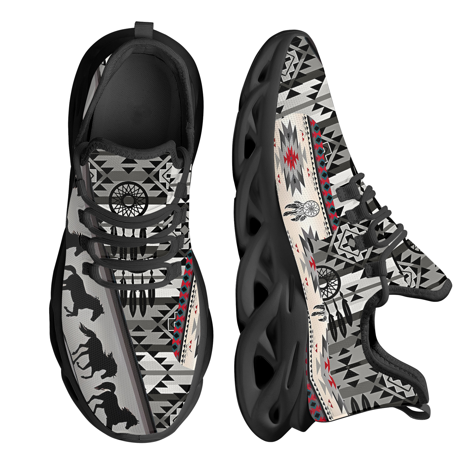 Ethnic Tribal Aztec Pattern Lightweight Lace Up Mesh Shoes Women's ...