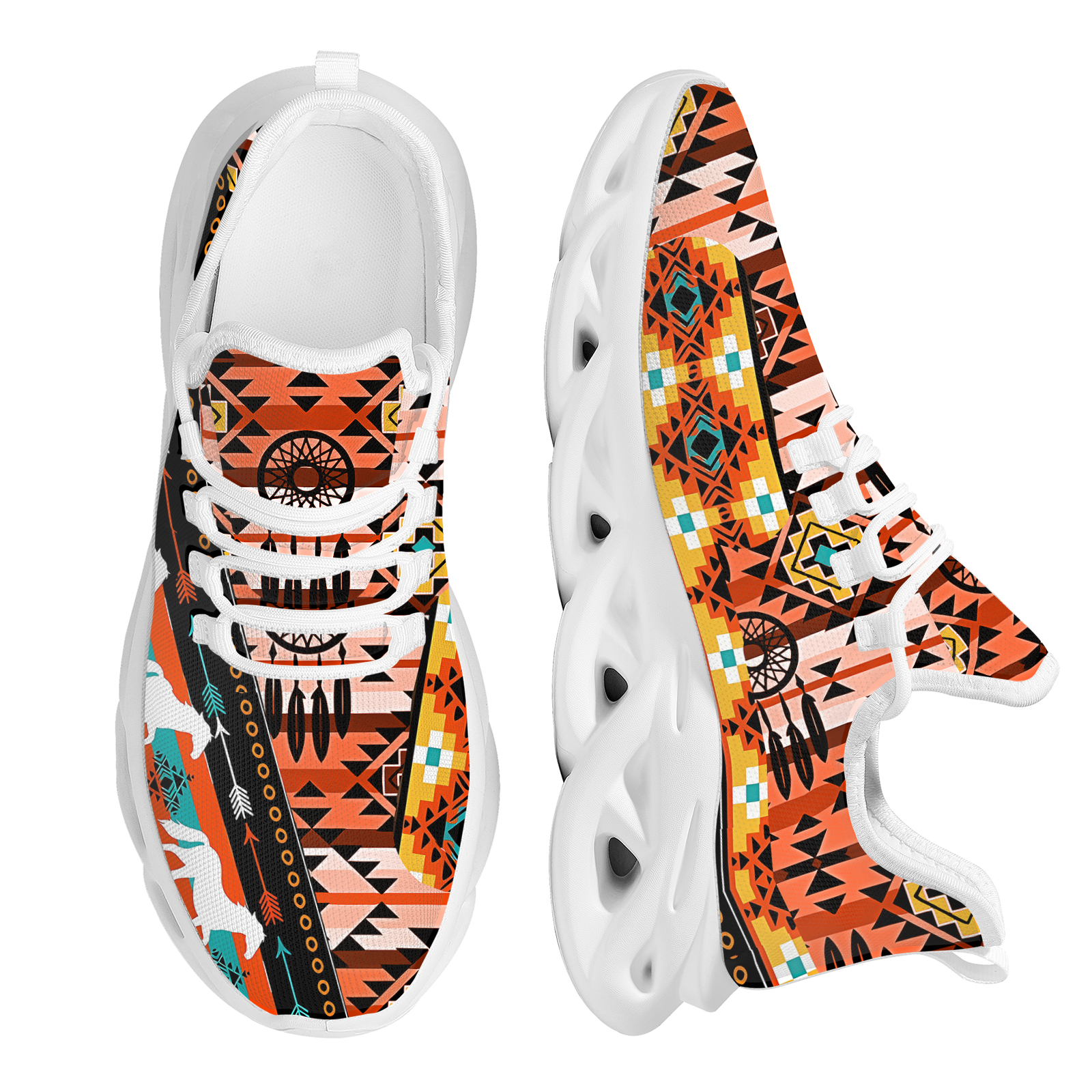 Ethnic Tribal Aztec Pattern Lightweight Lace Up Mesh Shoes Women's ...