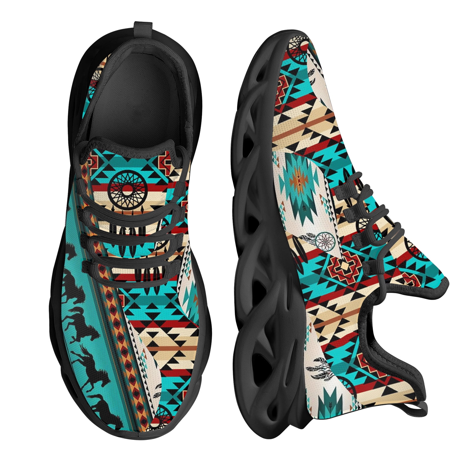 Ethnic Tribal Aztec Pattern Lightweight Lace Up Mesh Shoes Women's ...