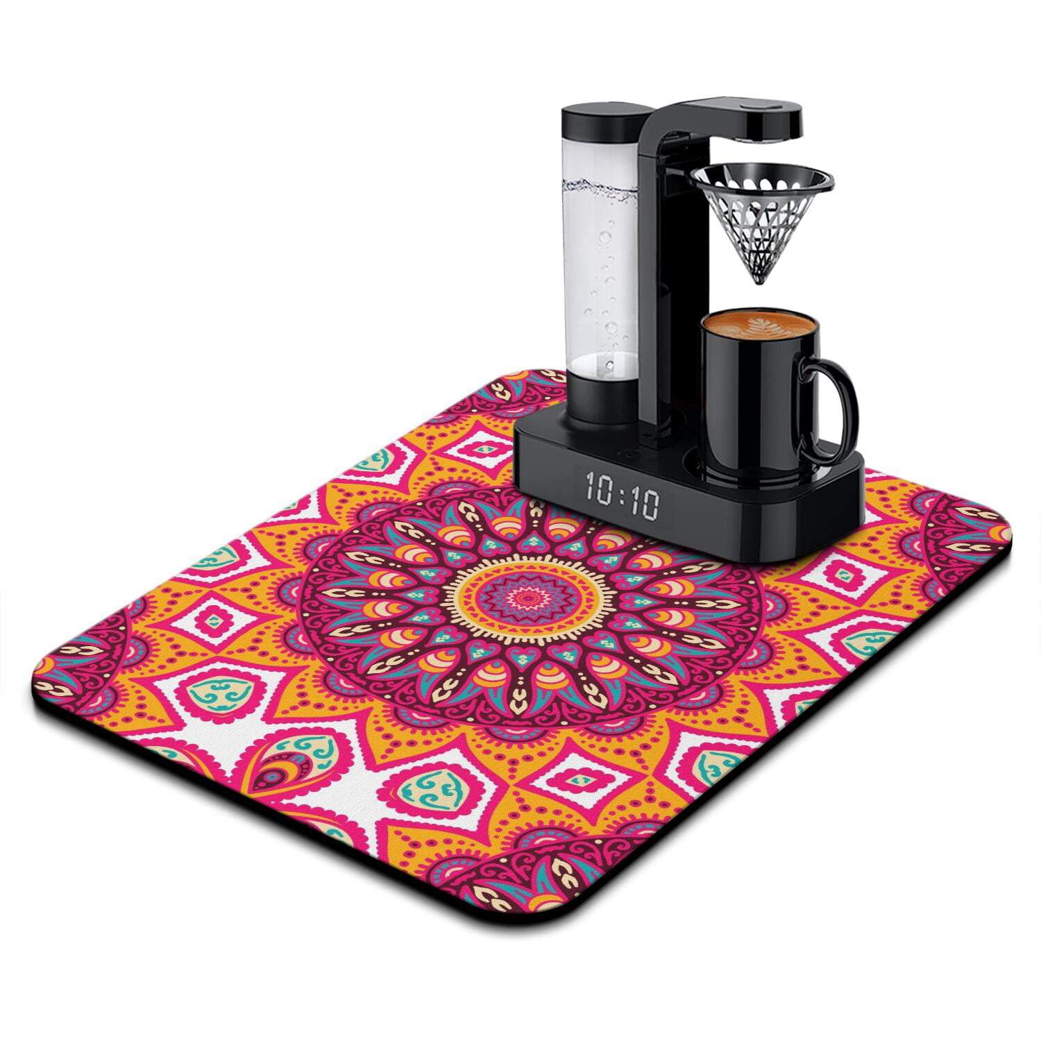 Ethnic Tribal Coffee Bar Mat - Non-Slip Kitchen Counter Mat with Boho ...
