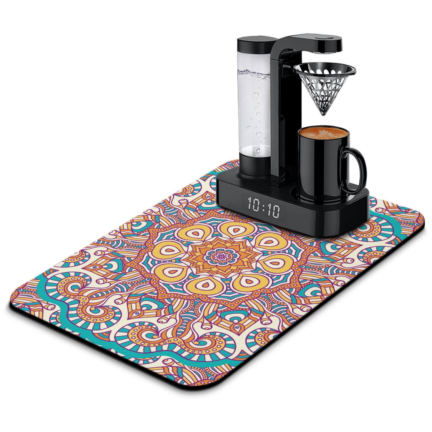 Ethnic Tribal Coffee Maker Mat - 4-Layer Anti-Spill Mat with Sacred ...