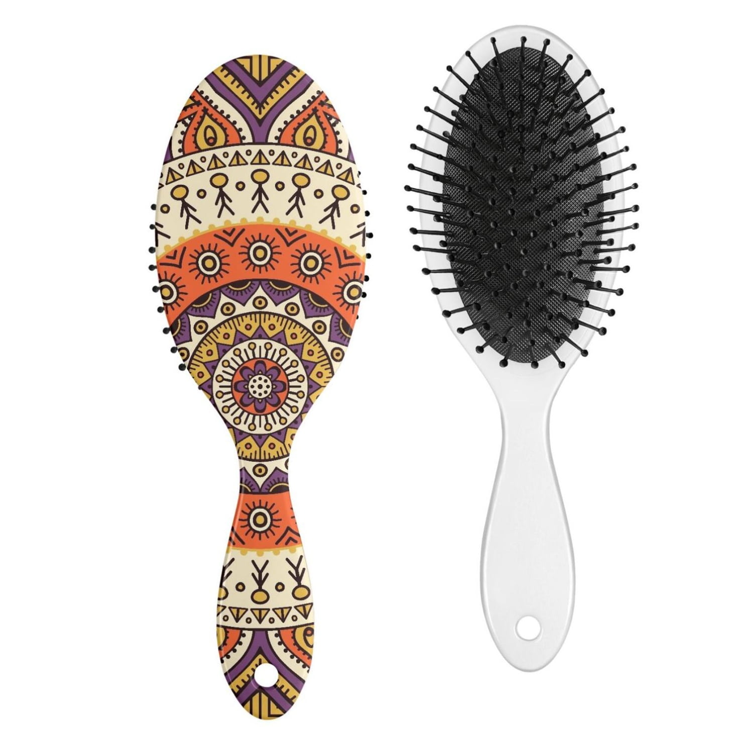Ethnic Tribal Detangler Hair Brush, Soft Bristle Artistic Paddle Comb ...